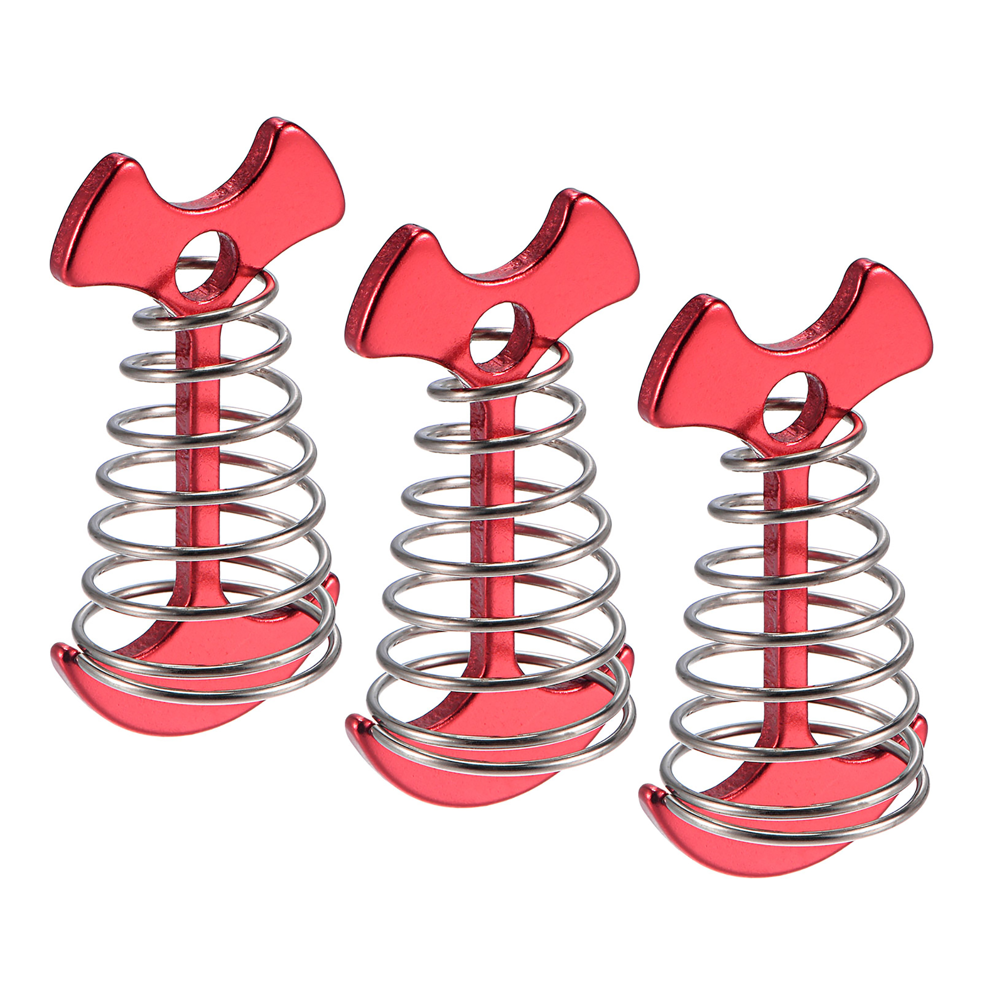 Uxcell 66mm Aluminium Alloy Tent Stakes with Spring Deck Pegs, Red 6 ...