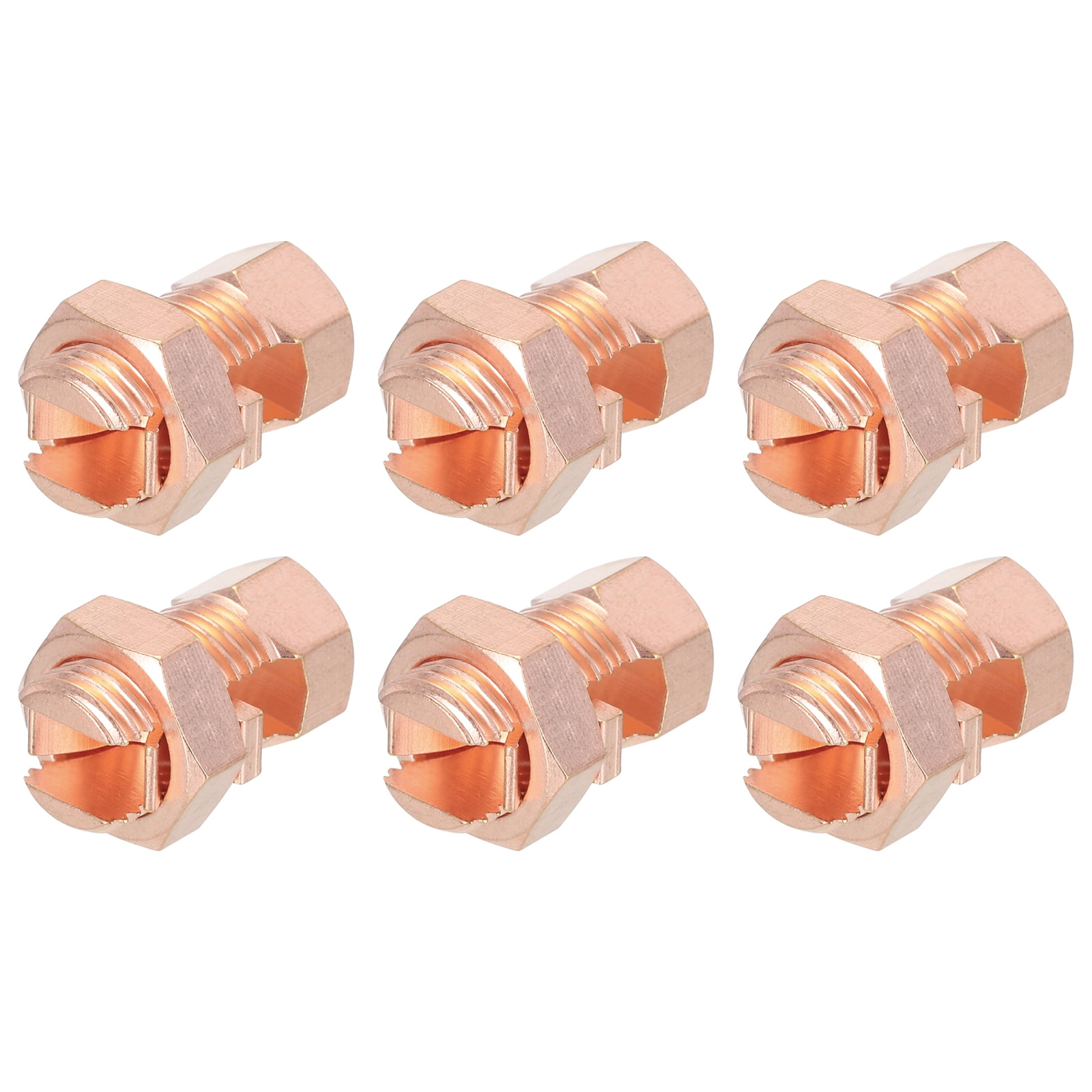 Uxcell 6PCS Split Bolt Connector Brass Copper Grounding Clamps TJ-25 ...