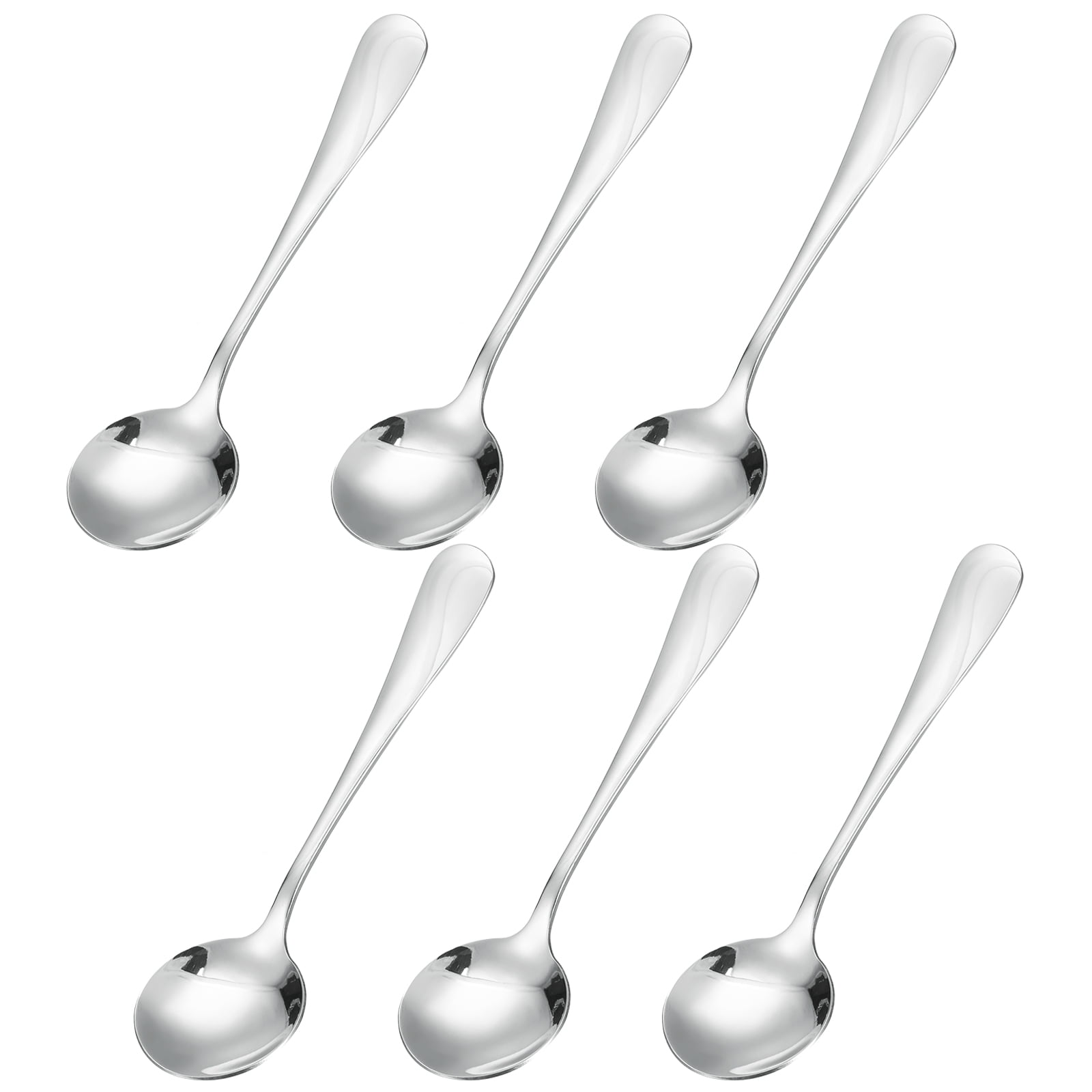 Uxcell 6Pack 5.1" Stainless Steel Soup Spoon Tea Spoons Round Dinner ...