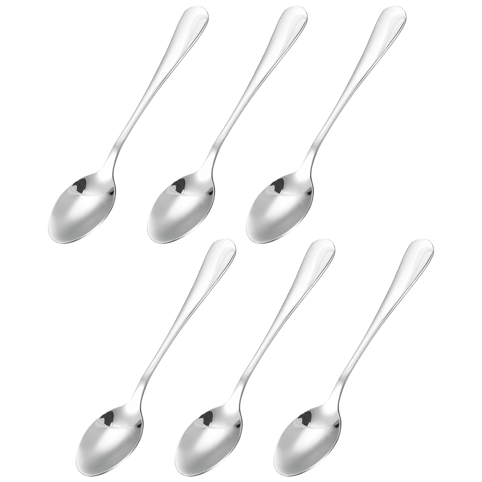 Uxcell 6Pack 5" Stainless Steel Soup Spoon Tea Spoons Squared Edge ...