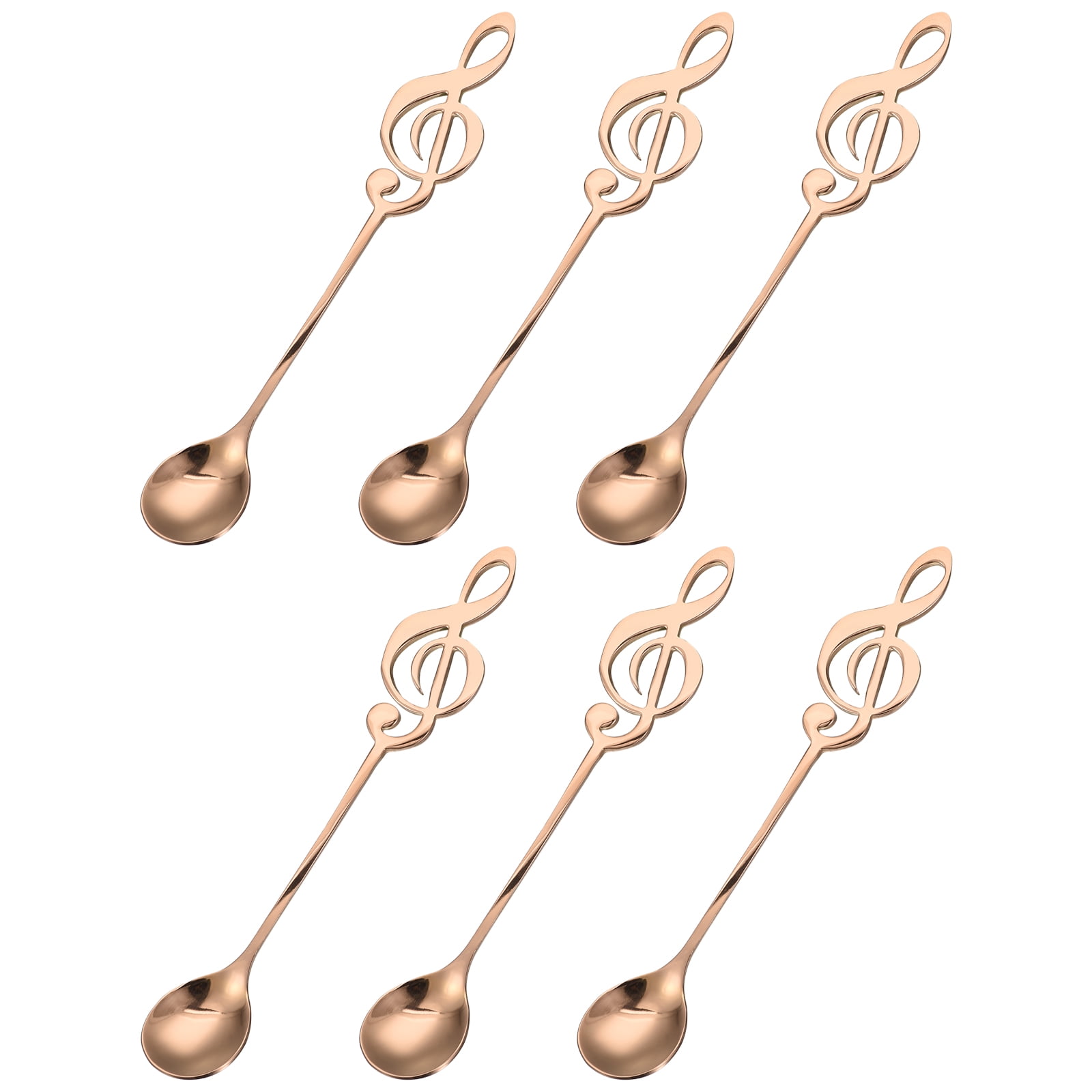 Uxcell 6Pack 6" Stainless Steel Music Note Spoon Mini Coffee Dessert ...