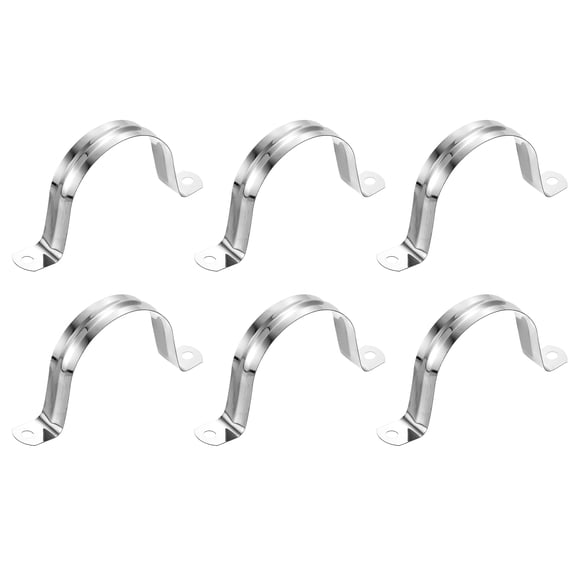 Uxcell 6Pack 60mm Rigid Pipe Straps 2 Hole U-Shaped Bracket Clamps 201 ...