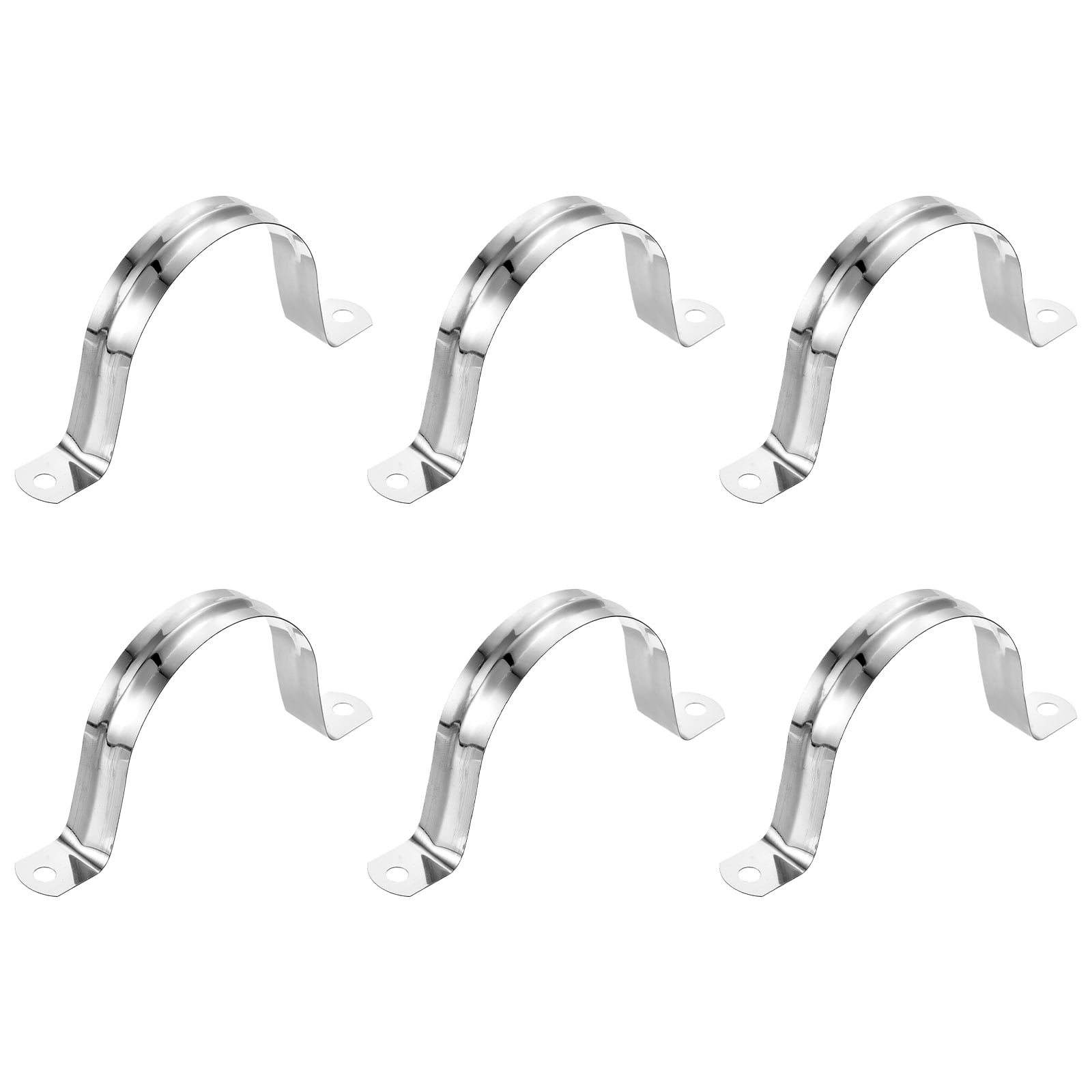 Uxcell 6Pack 65mm Rigid Pipe Straps 2 Hole U-Shaped Bracket Clamps 201 ...
