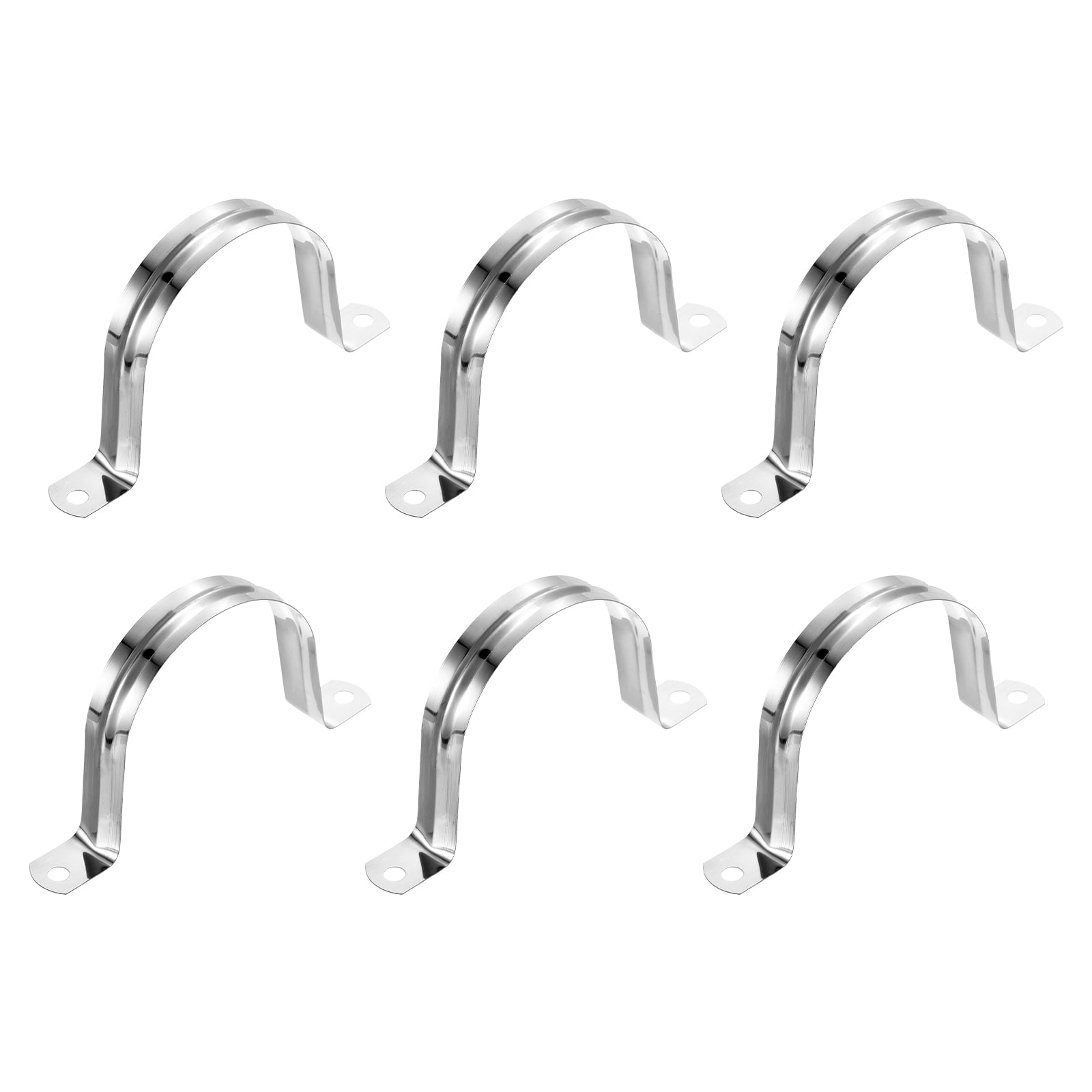 Uxcell 6Pack 70mm Rigid Pipe Straps 2 Hole U-Shaped Bracket Clamps 304 ...