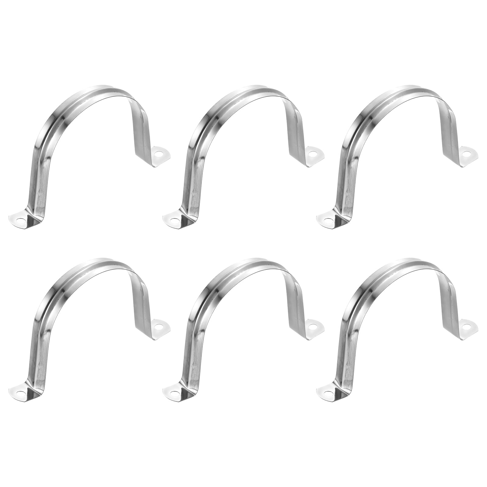 Uxcell 6Pack 80mm Rigid Pipe Straps 2 Hole U-Shaped Bracket Clamps 304 ...