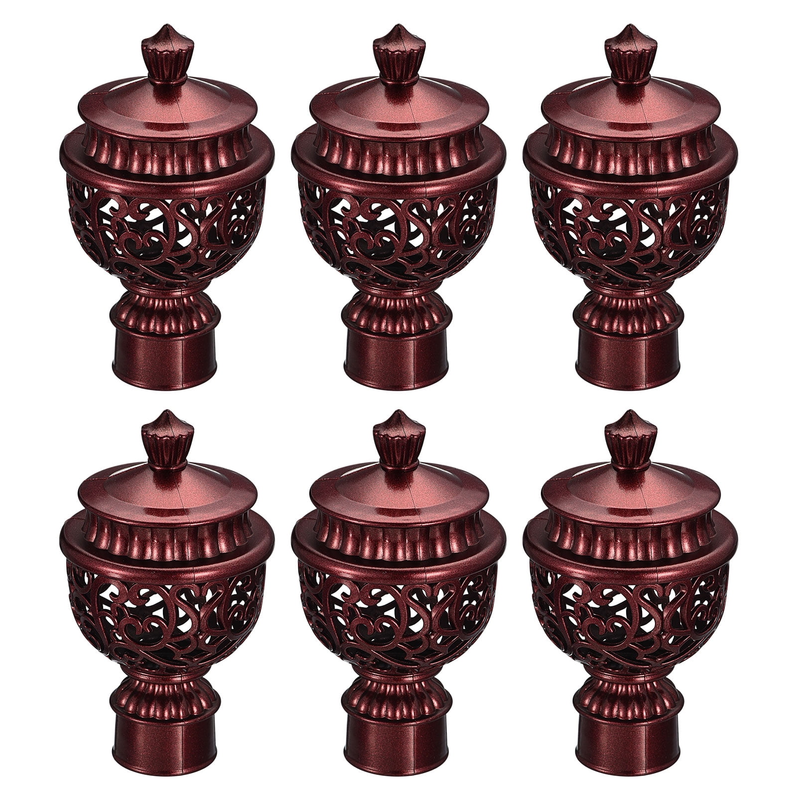 Uxcell 6Pack Decorative Curtain Rod Finials Fits 26-28mm Dia Drapery ...