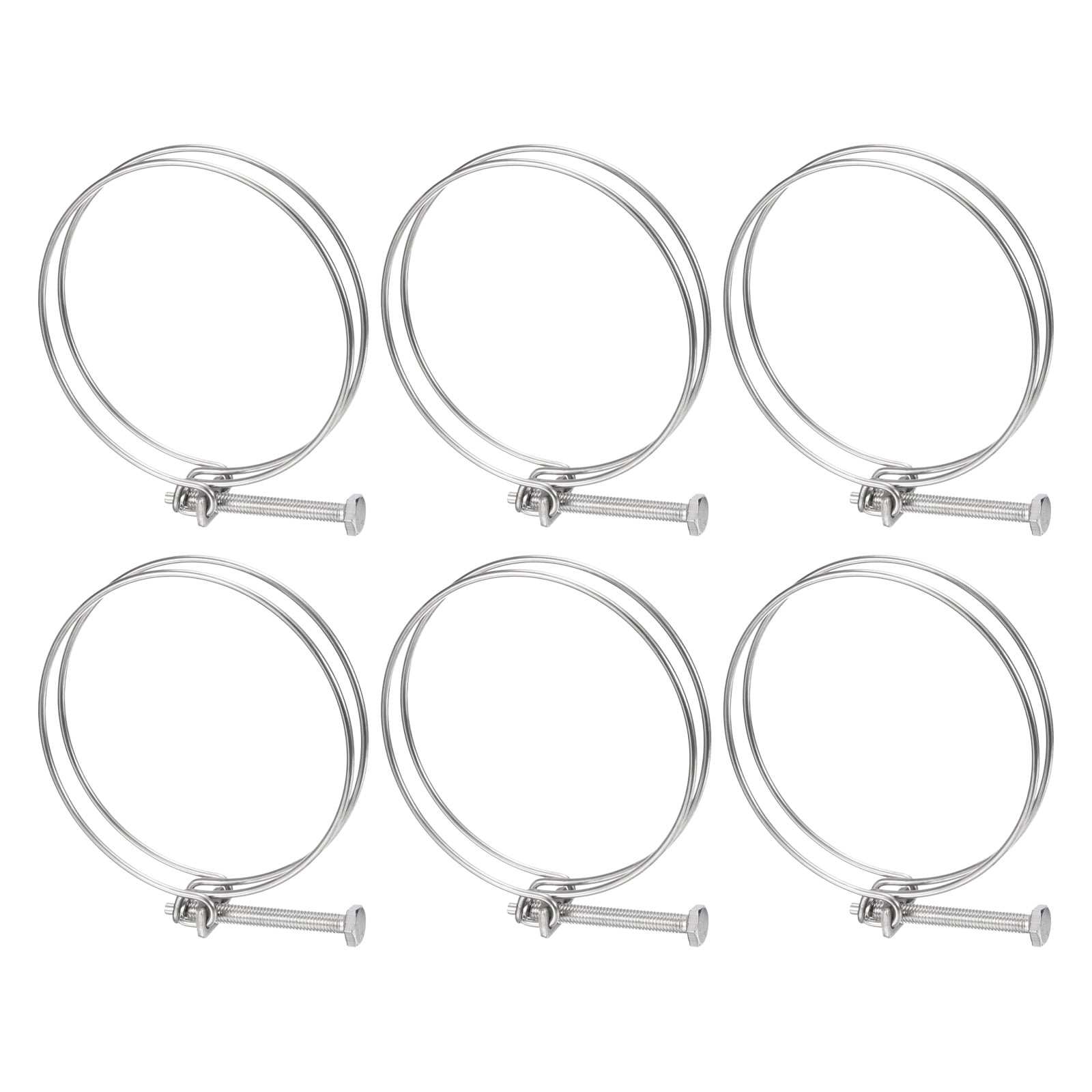 Uxcell 6Pack Double Wire Hose Clamp, 110-120mm Adjustable Stainless ...