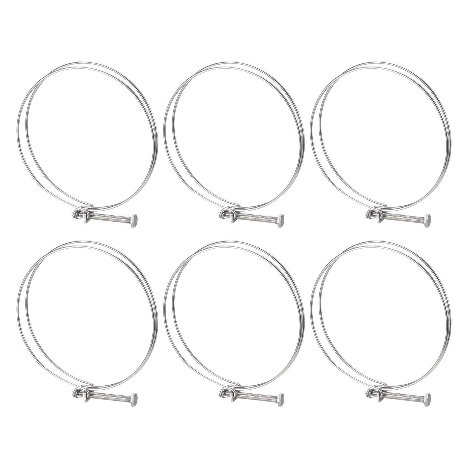 Uxcell 6Pack Double Wire Hose Clamp, 140-150mm Adjustable Stainless ...