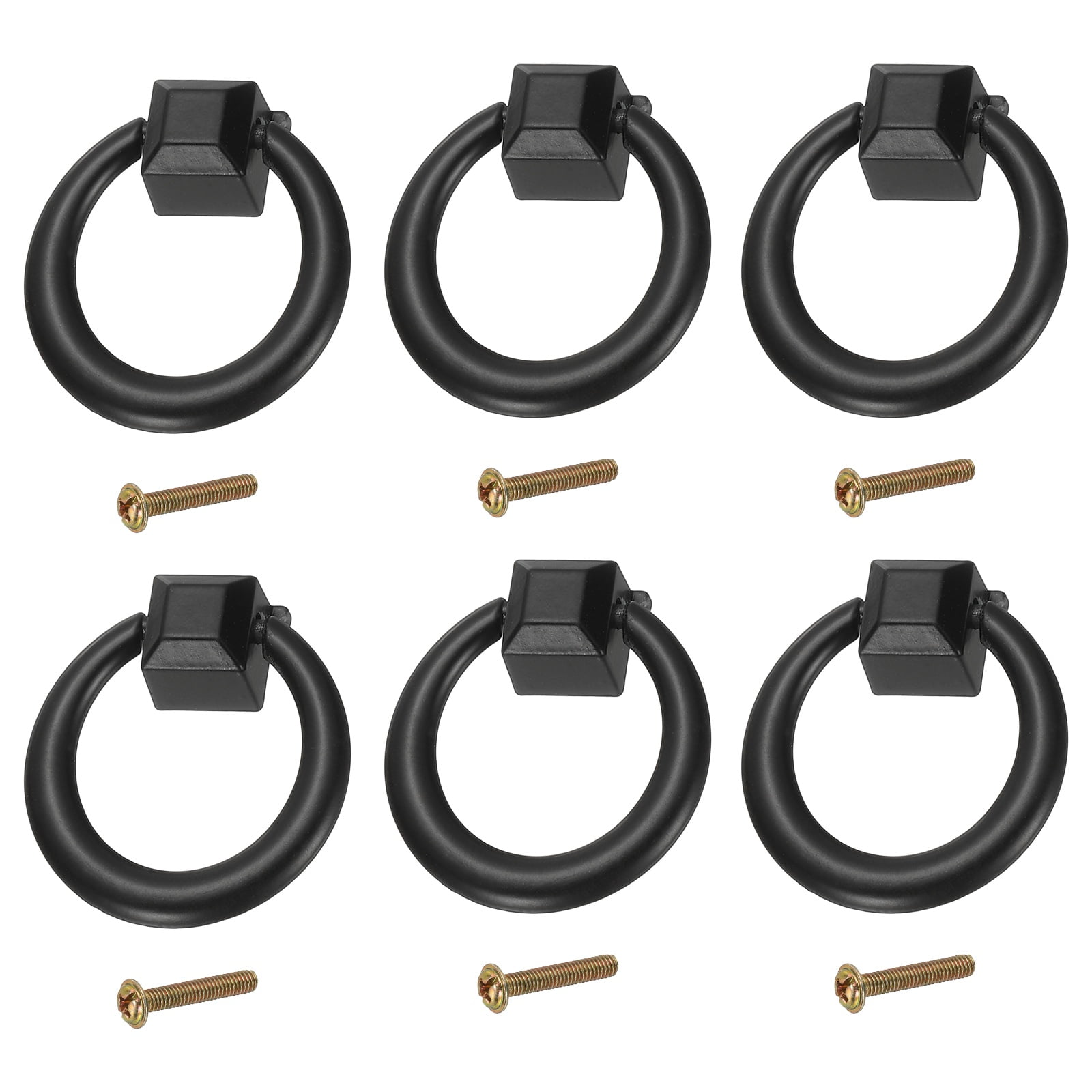 Uxcell 6Pack Drawer Ring Pulls, 1.42" Zinc Alloy Hole Ring Cabinet ...