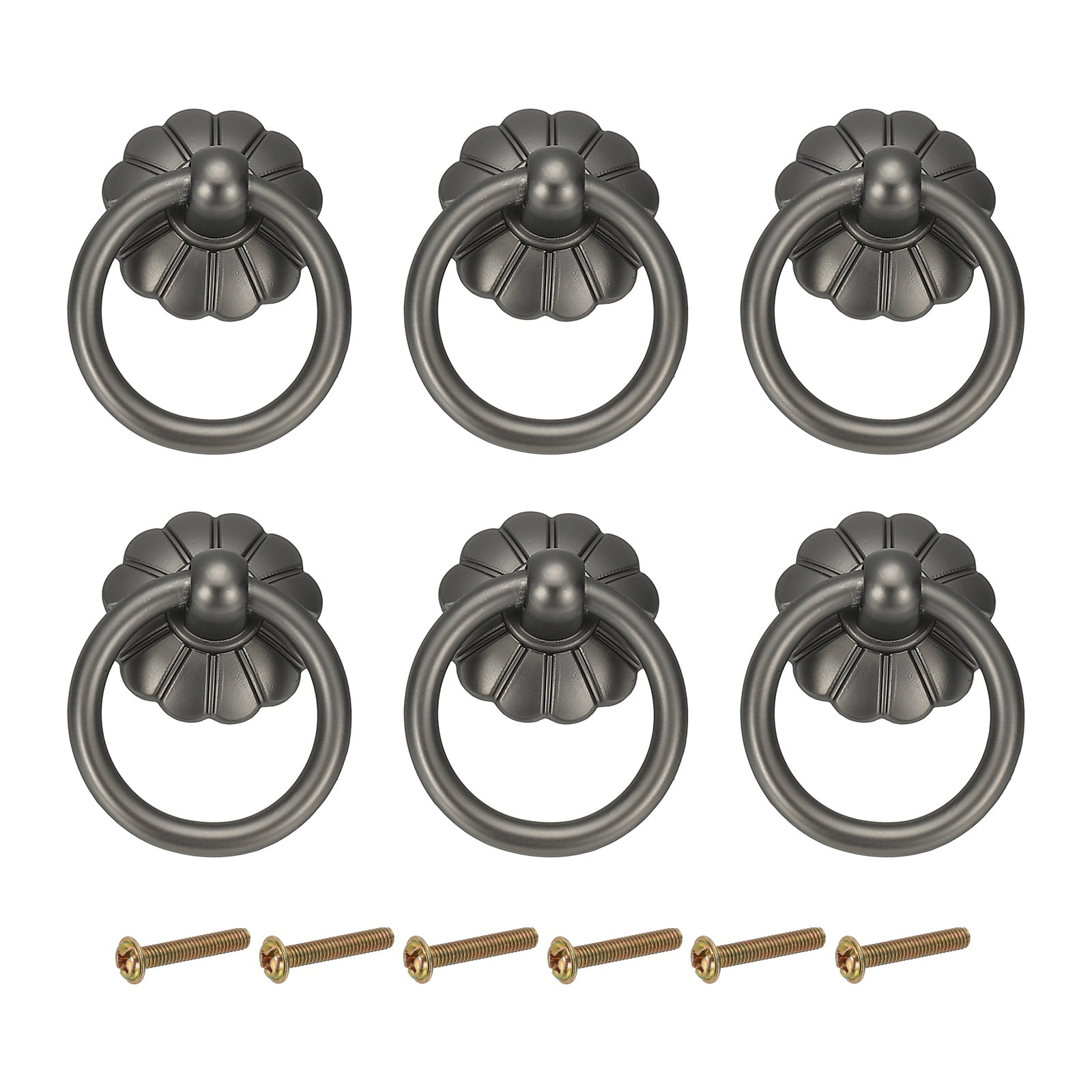 Uxcell 6Pack Drawer Ring Pulls, 1.65" Zinc Alloy Hole Ring Cabinet ...