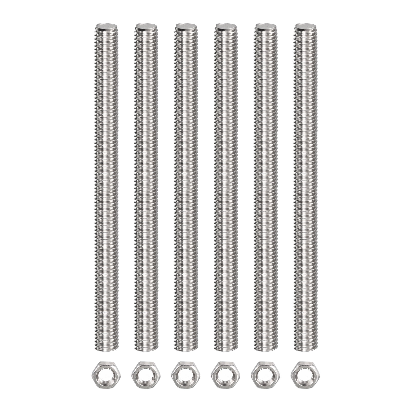 Uxcell 6Pack M14 x 400mm Fully Threaded Rod w 6Pack Hex Nuts, 2mm Pitch ...