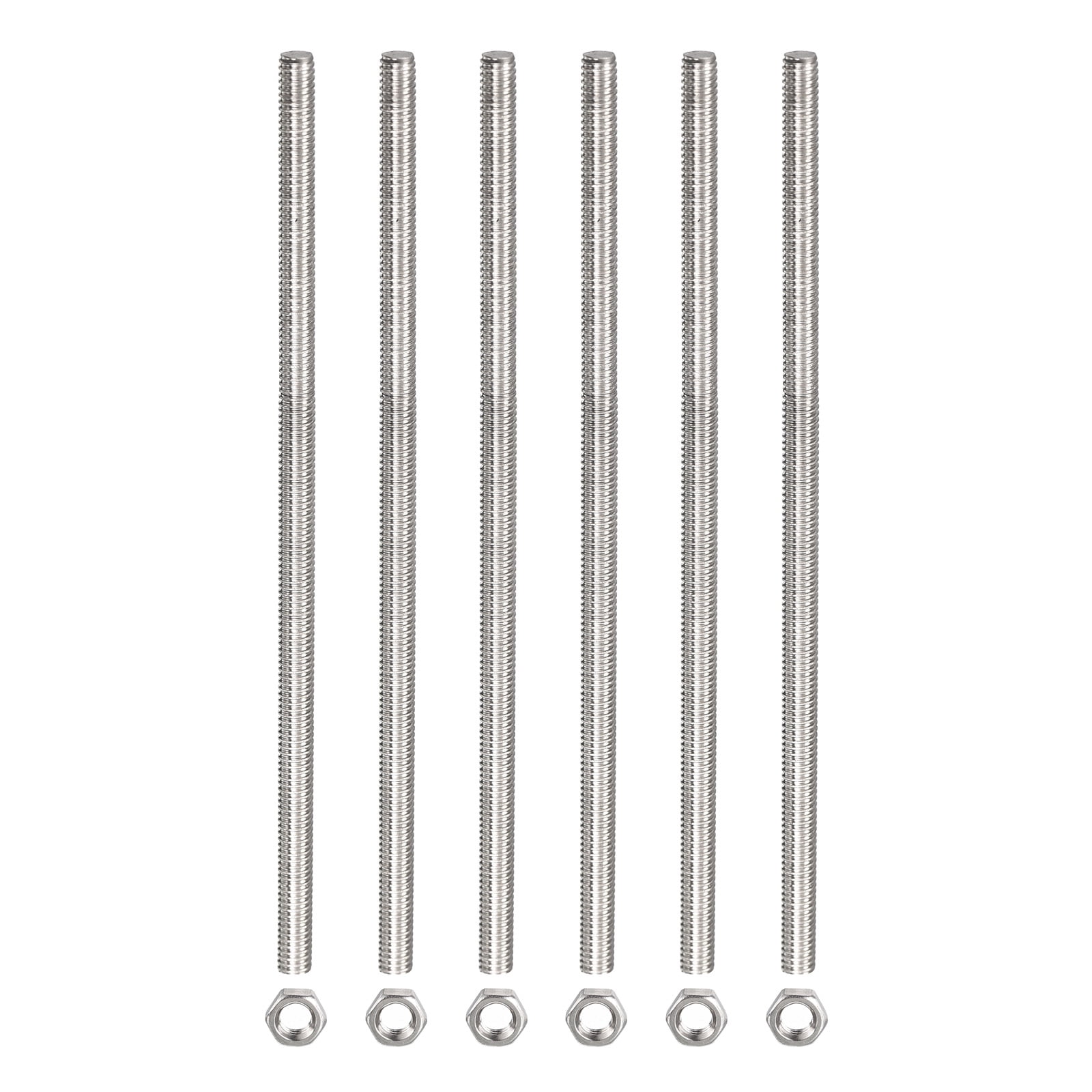 Uxcell 6Pack M3 x 350mm Fully Threaded Rod w 6Pack Hex Nuts, 0.5mm ...