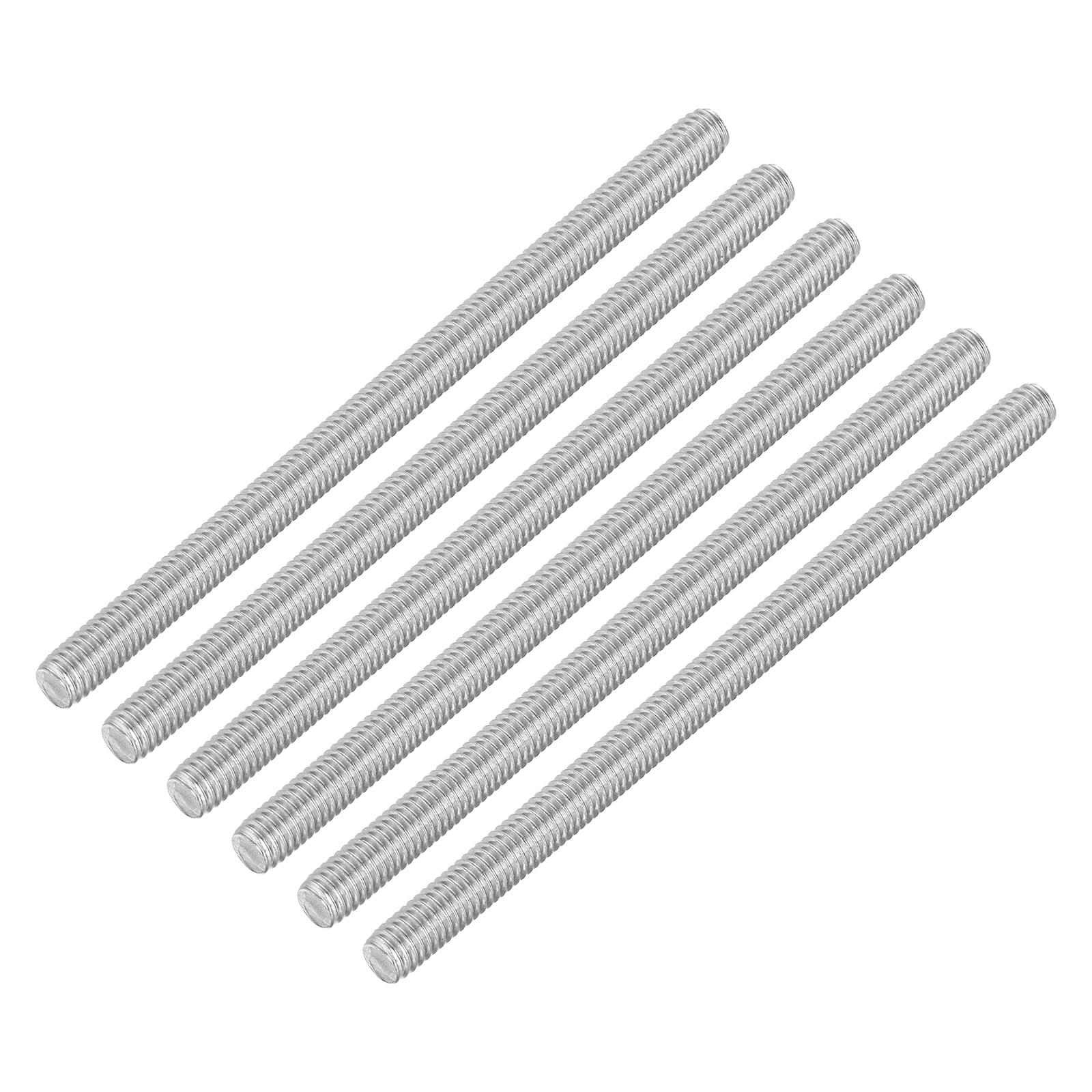 Uxcell 6Pack M6 x 100mm 1mm Pitch 304 Stainless Steel Fully Threaded ...