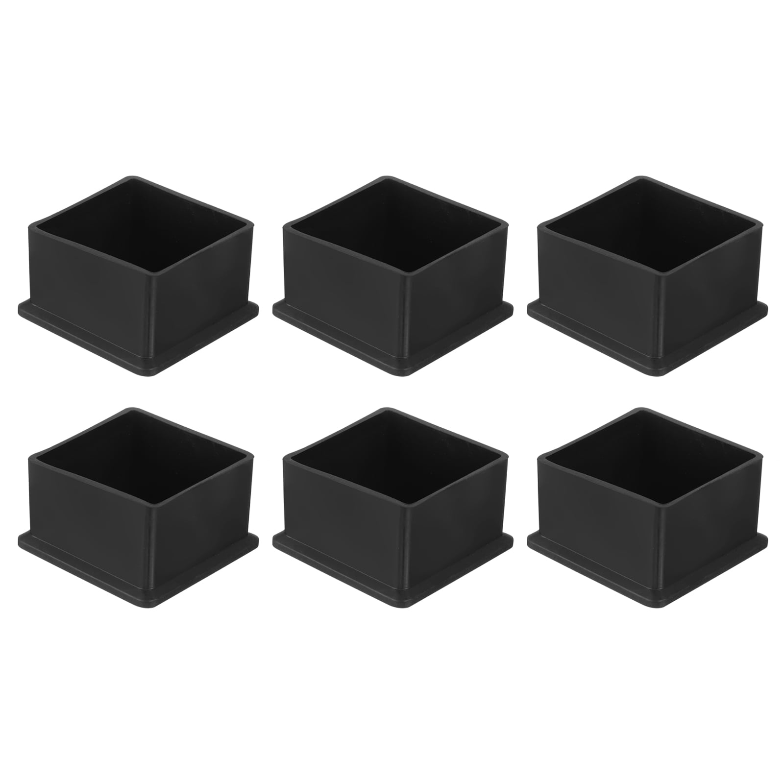 Uxcell 6Pack PVC Square Chair Leg Caps, 47mm x 47mm OD Black Furniture ...