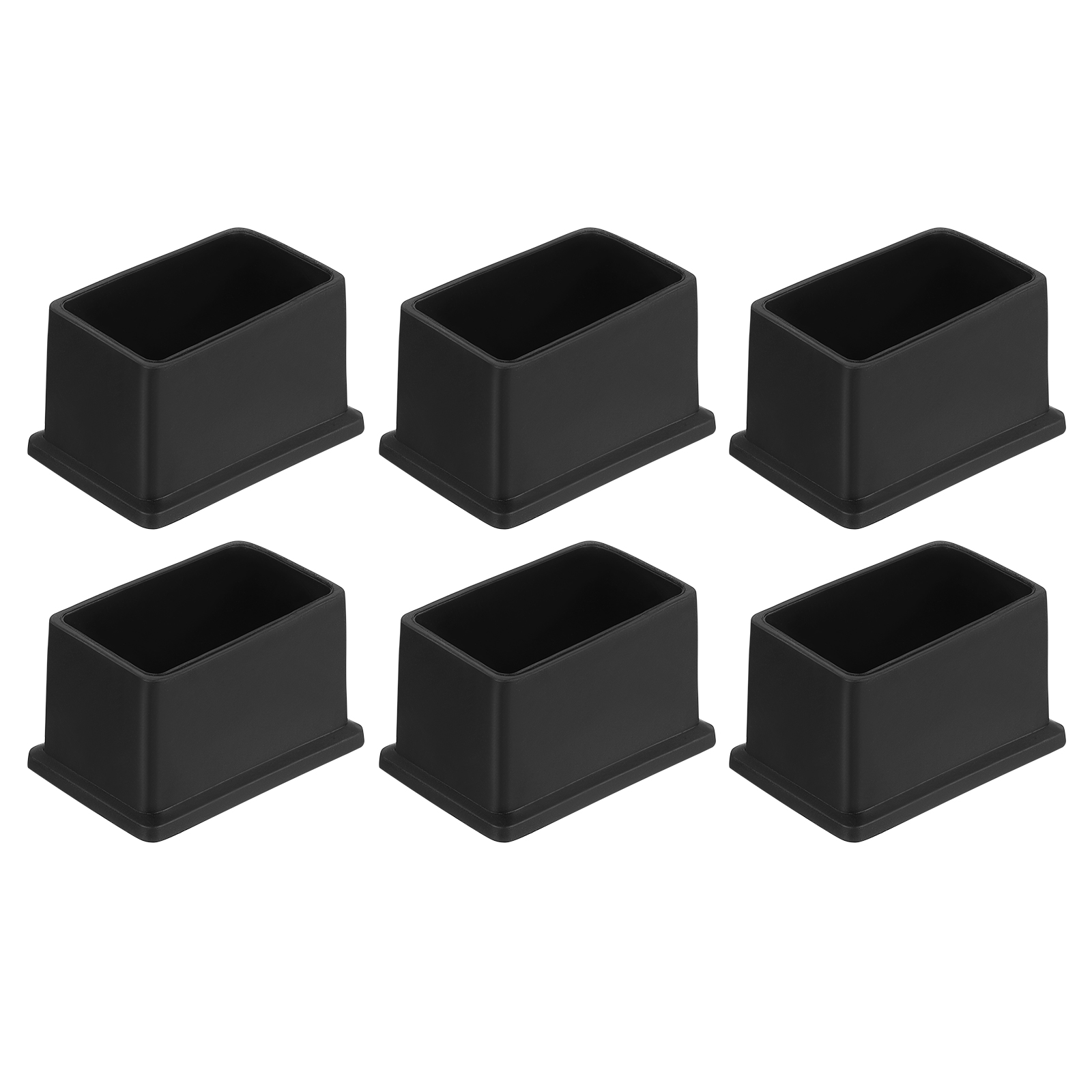 Uxcell 6Pack PVC Square Chair Leg Caps, 50mm x 30mm OD Black Furniture ...