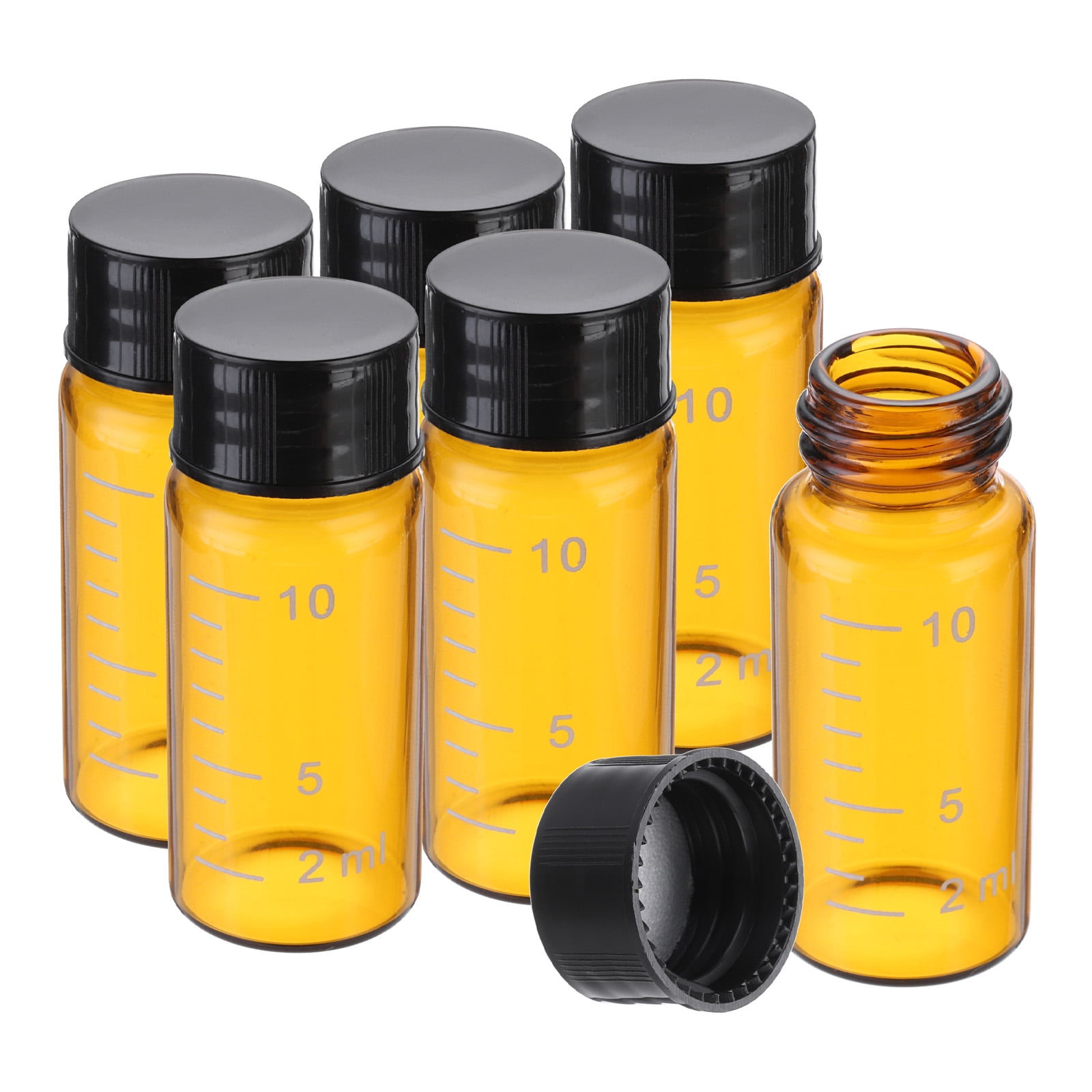 Uxcell 6Pcs 10ml Small Brown Glass Vials with Black Screw Cap ...