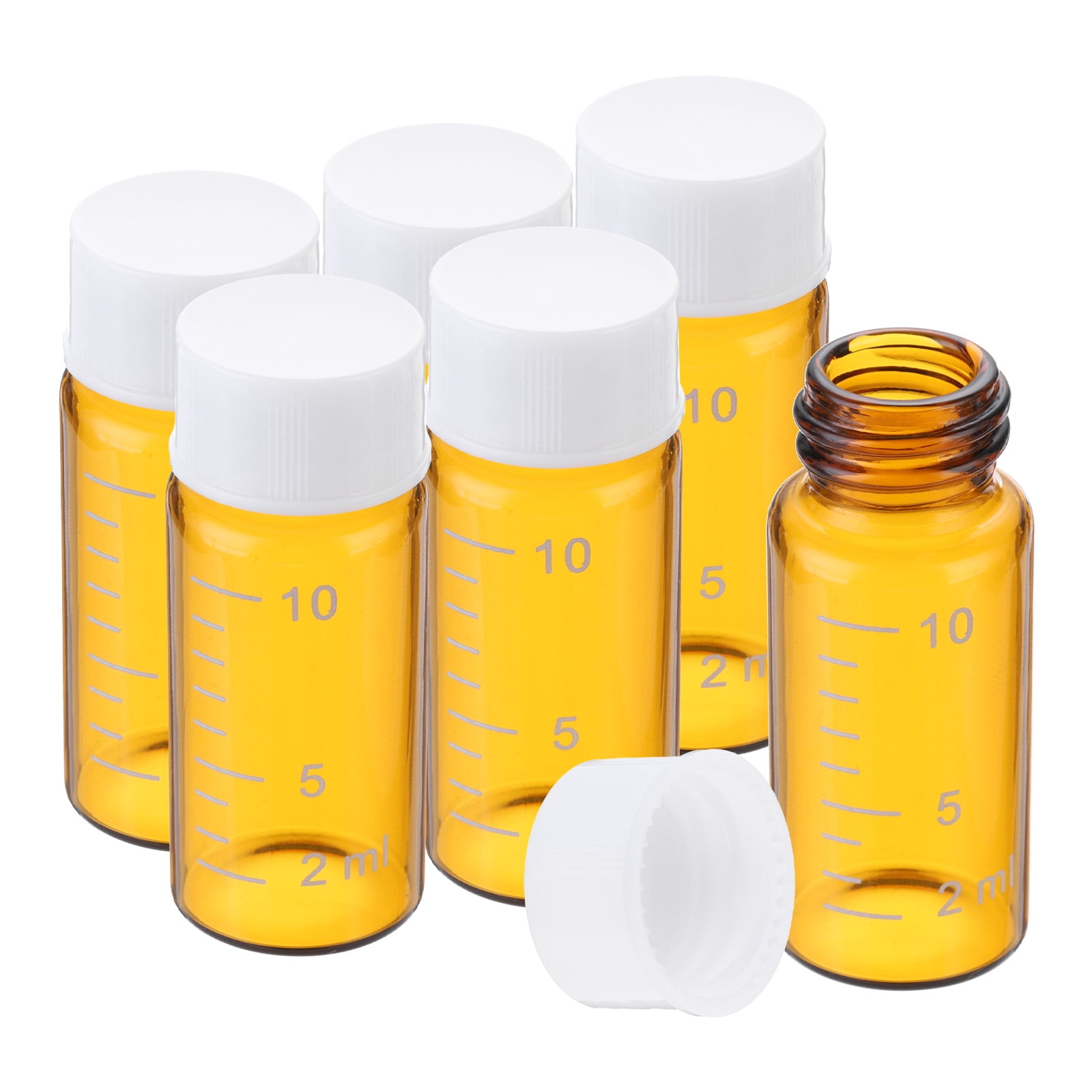 Uxcell 6Pcs 10ml Small Brown Glass Vials with White Screw Cap ...