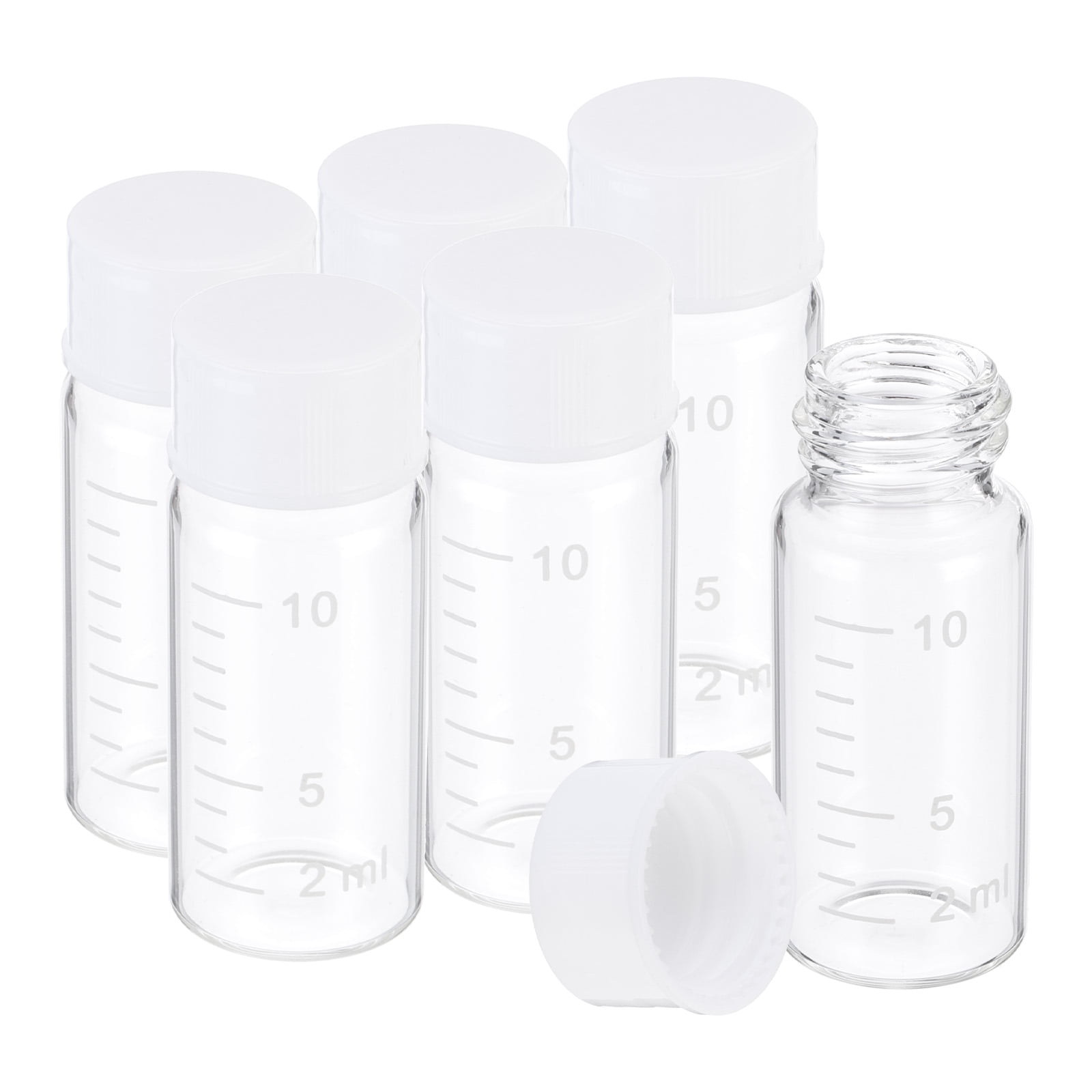 Uxcell 6Pcs 10ml Small Clear Glass Vials with White Screw Cap ...