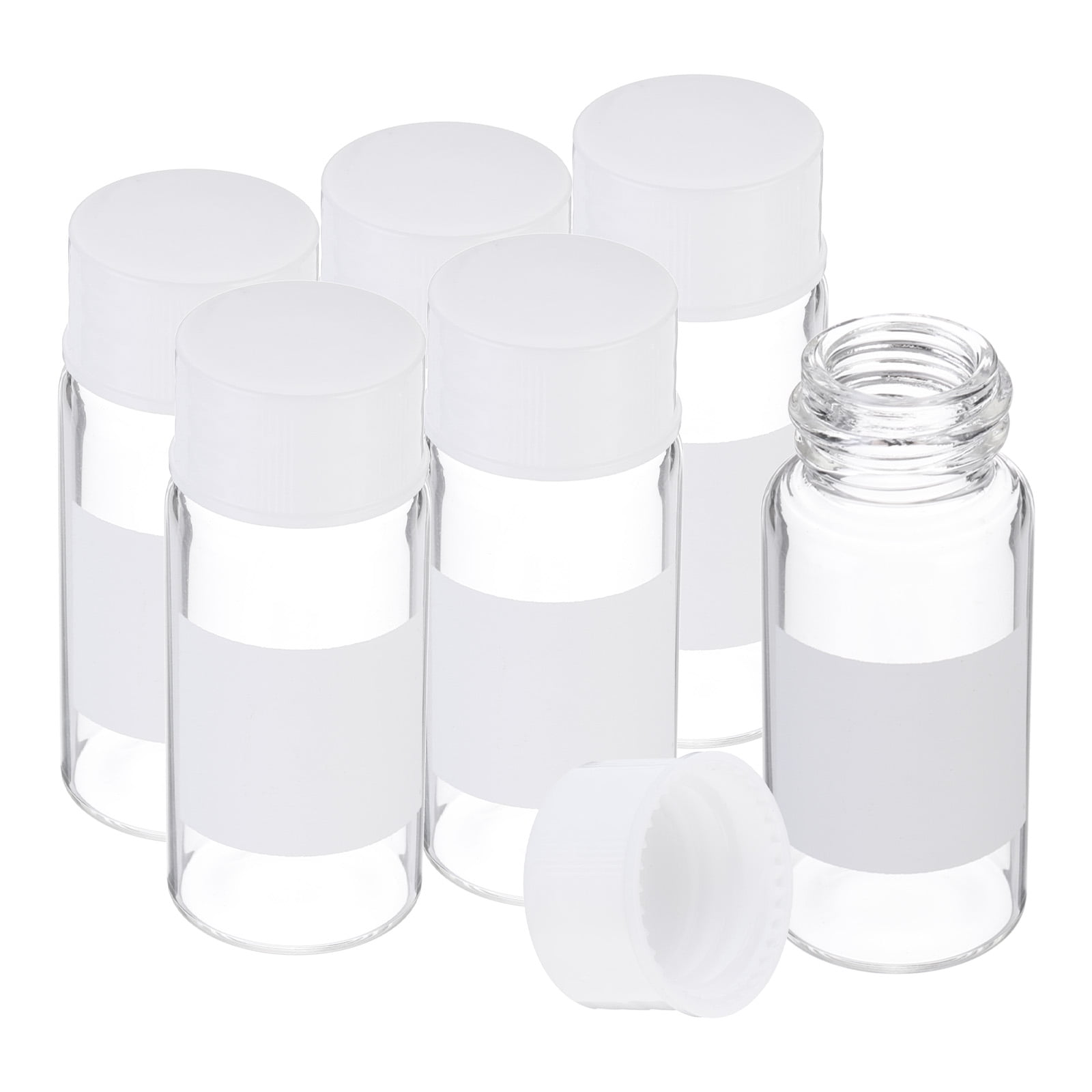 Uxcell 6Pcs 10ml Small Clear Glass Vials with White Screw Cap ...