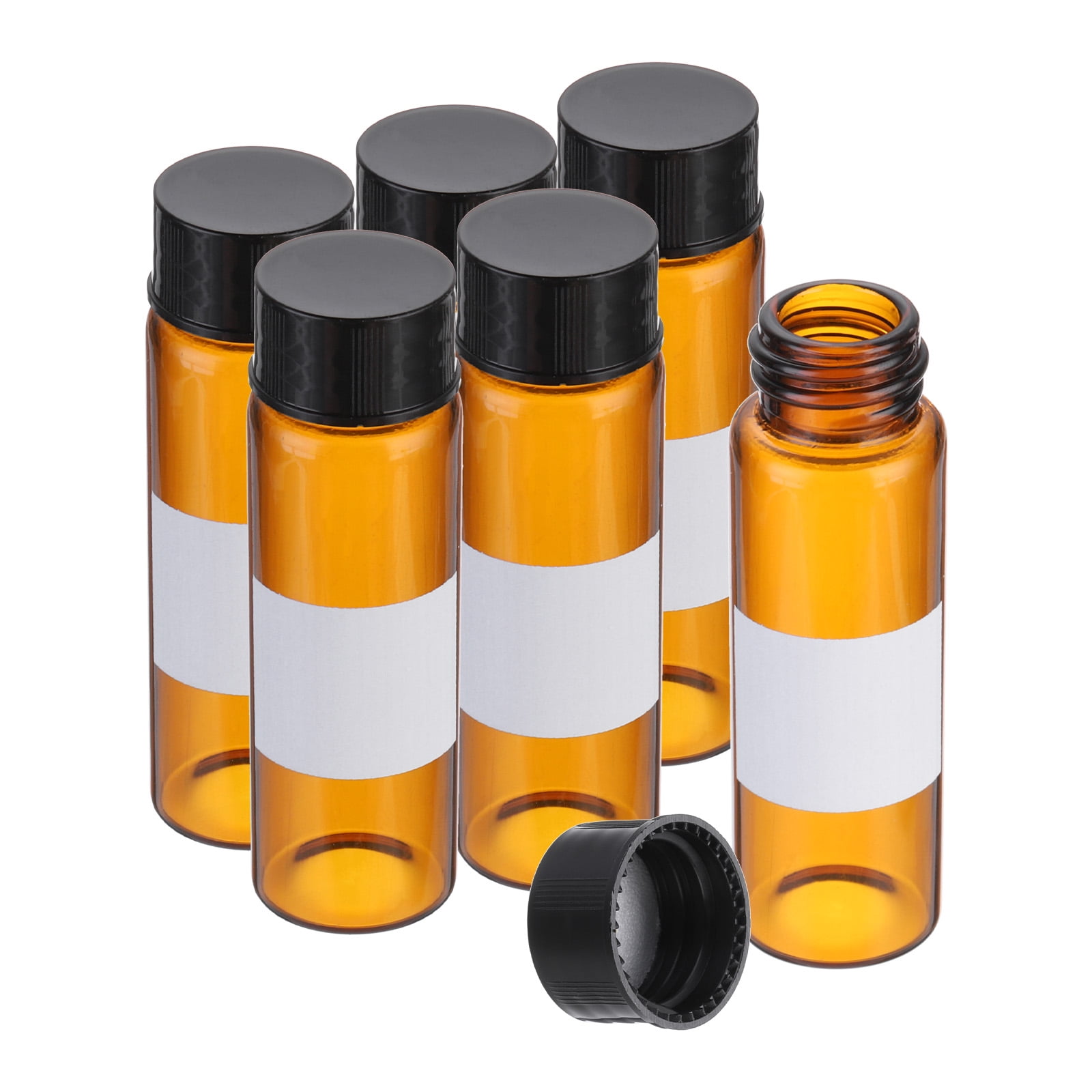 Uxcell 6Pcs 15ml Small Brown Glass Vials with Black Screw Cap ...