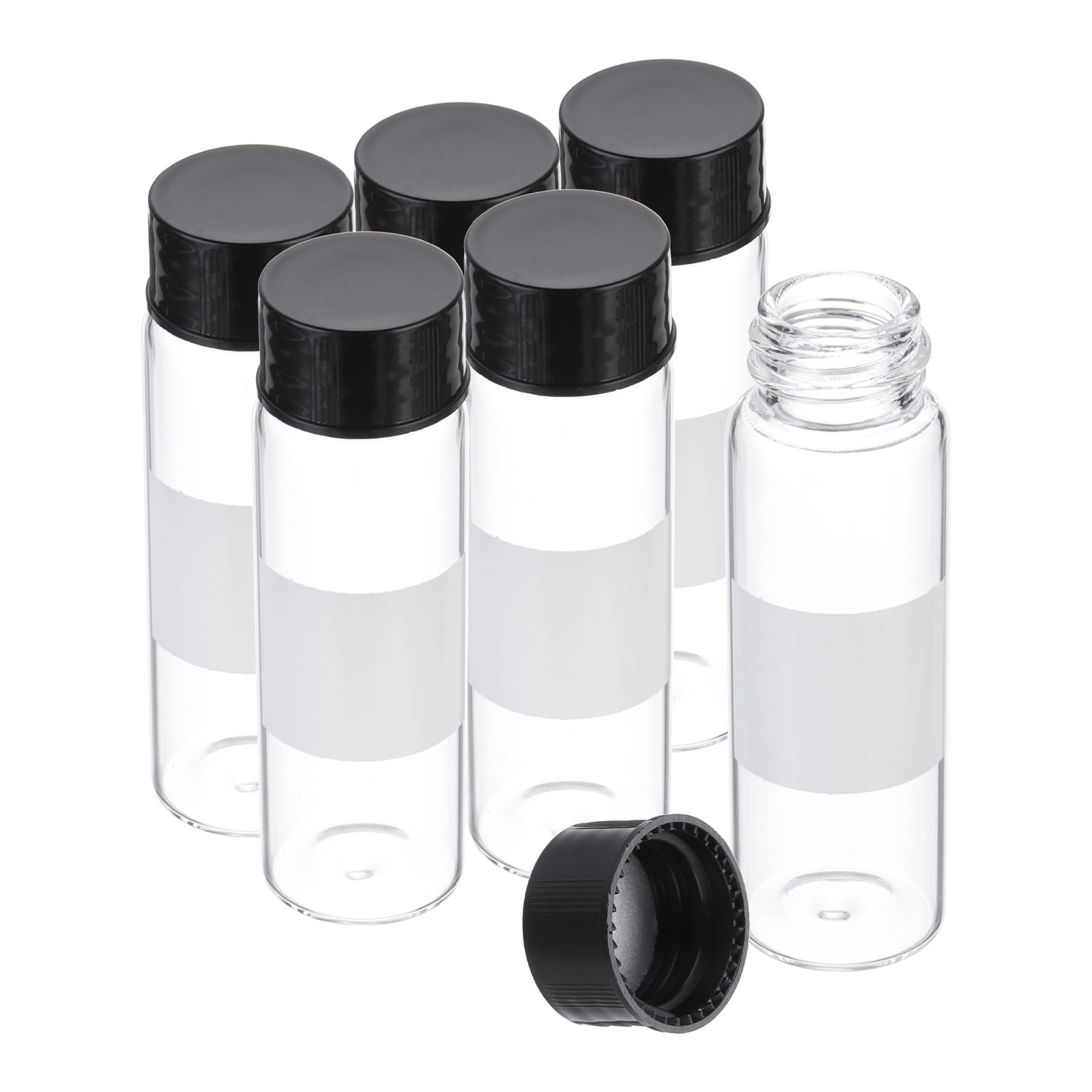 Uxcell 6Pcs 15ml Small Clear Glass Vials with Black Screw Cap ...