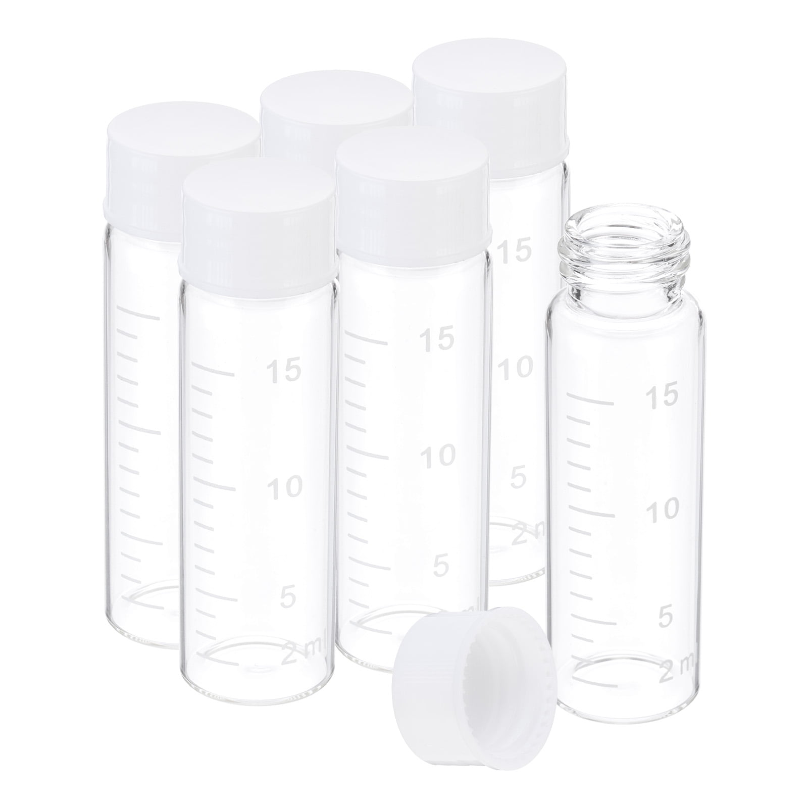 Uxcell 6Pcs 15ml Small Clear Glass Vials with White Screw Cap ...