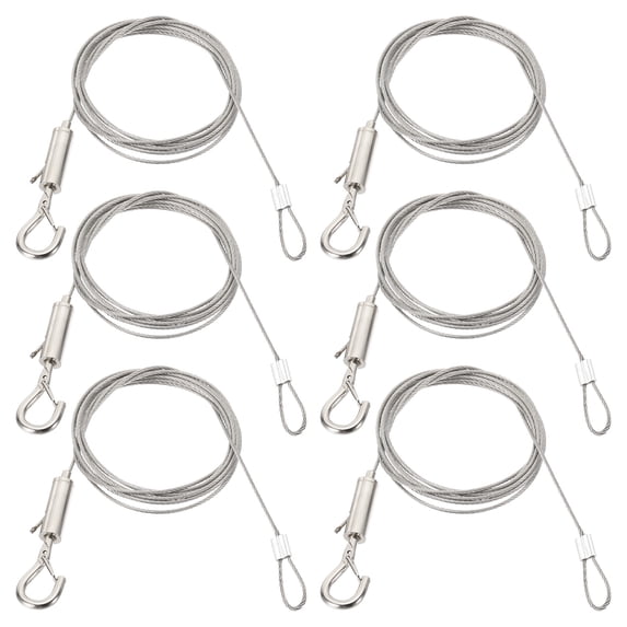 Uxcell 6 Sets 2m x 1.5mm Heavy Duty Adjustable Picture Hanging Wire Kit ...