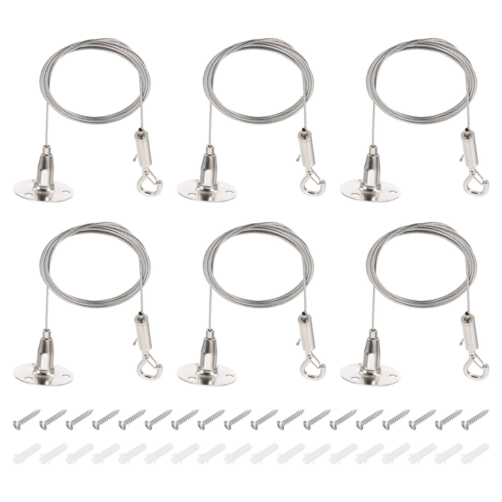 Uxcell 6 Sets 2m x 1.5mm Heavy Duty Picture Hanging Wire with Hanging ...