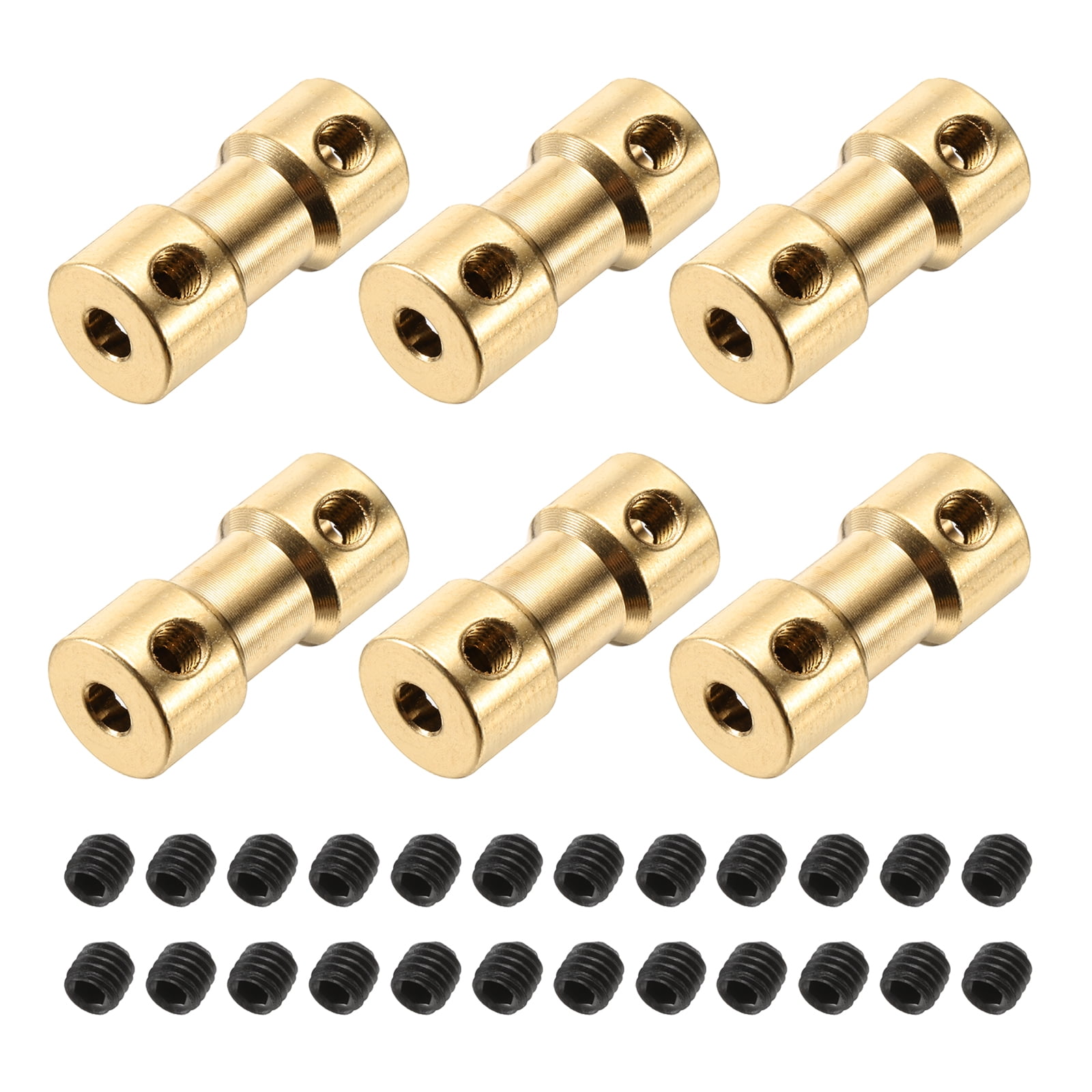 Uxcell 6Pcs 2mm to 3mm Brass Shaft Coupling Joint Connector with Screws ...