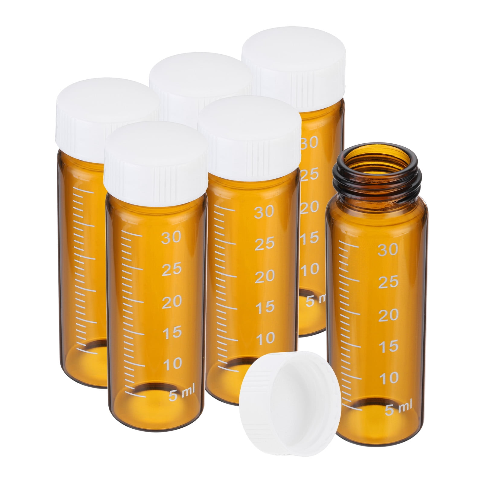 Uxcell 6Pcs 30ml Small Brown Glass Vials with White Screw Cap ...