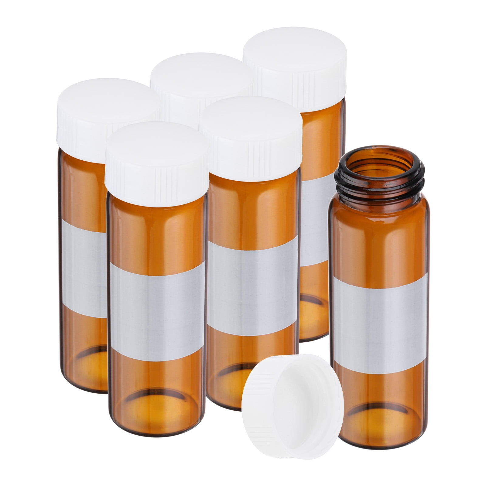 Uxcell 6Pcs 30ml Small Brown Glass Vials with White Screw Cap ...