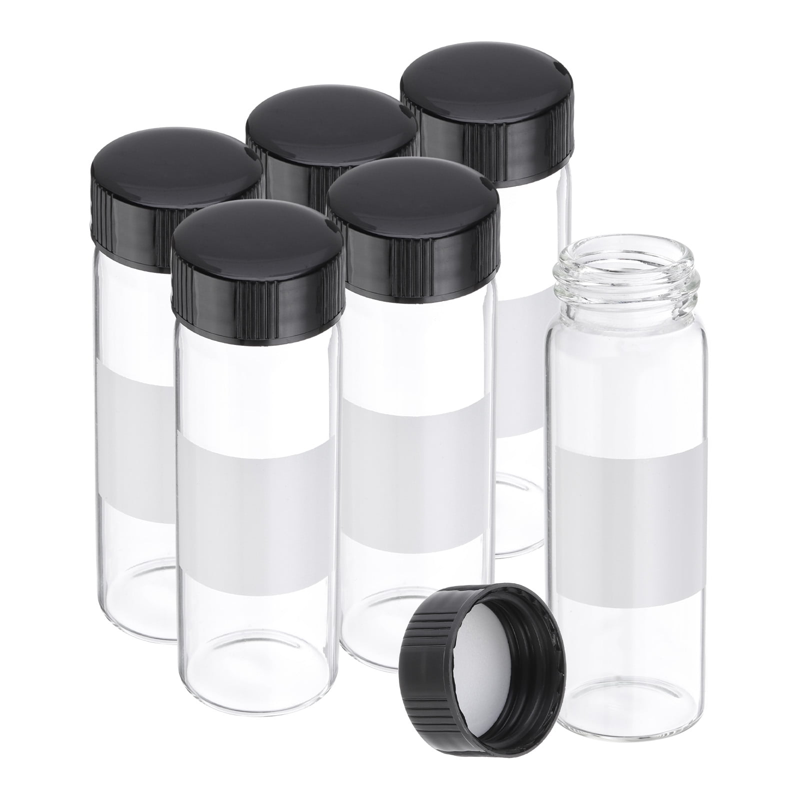 Uxcell 6Pcs 30ml Small Clear Glass Vials with Black Screw Cap ...