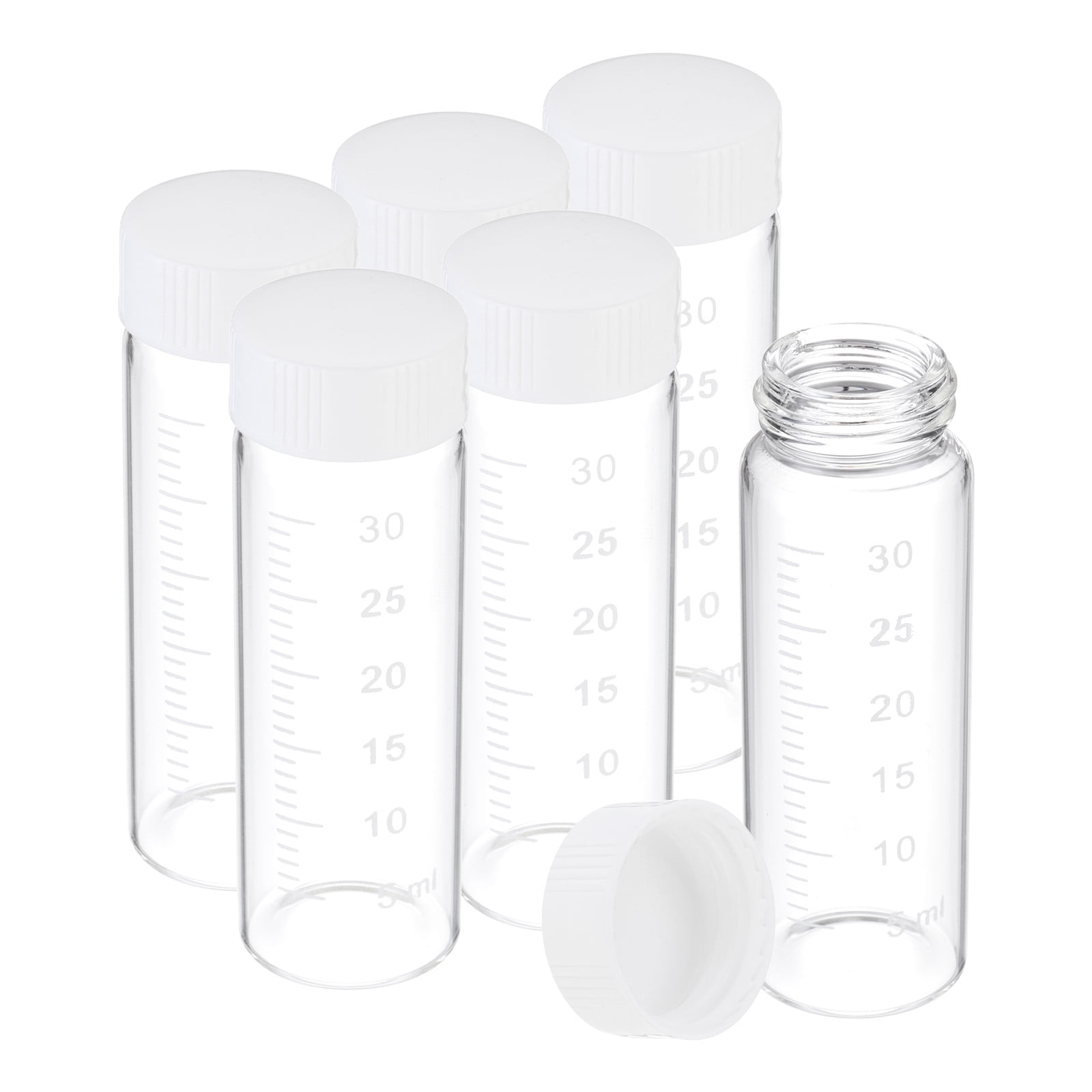 Uxcell 6Pcs 30ml Small Clear Glass Vials with White Screw Cap ...