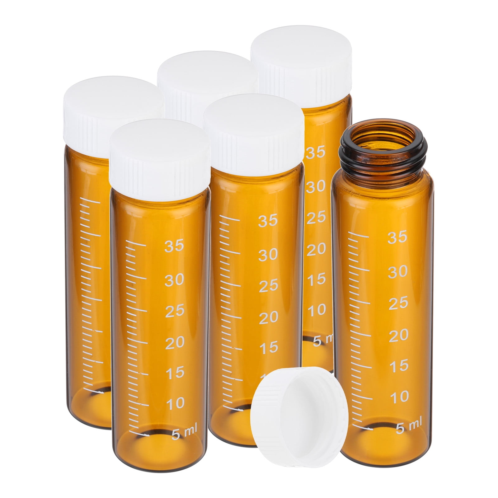 Uxcell 6Pcs 40ml Small Brown Glass Vials with White Screw Cap ...