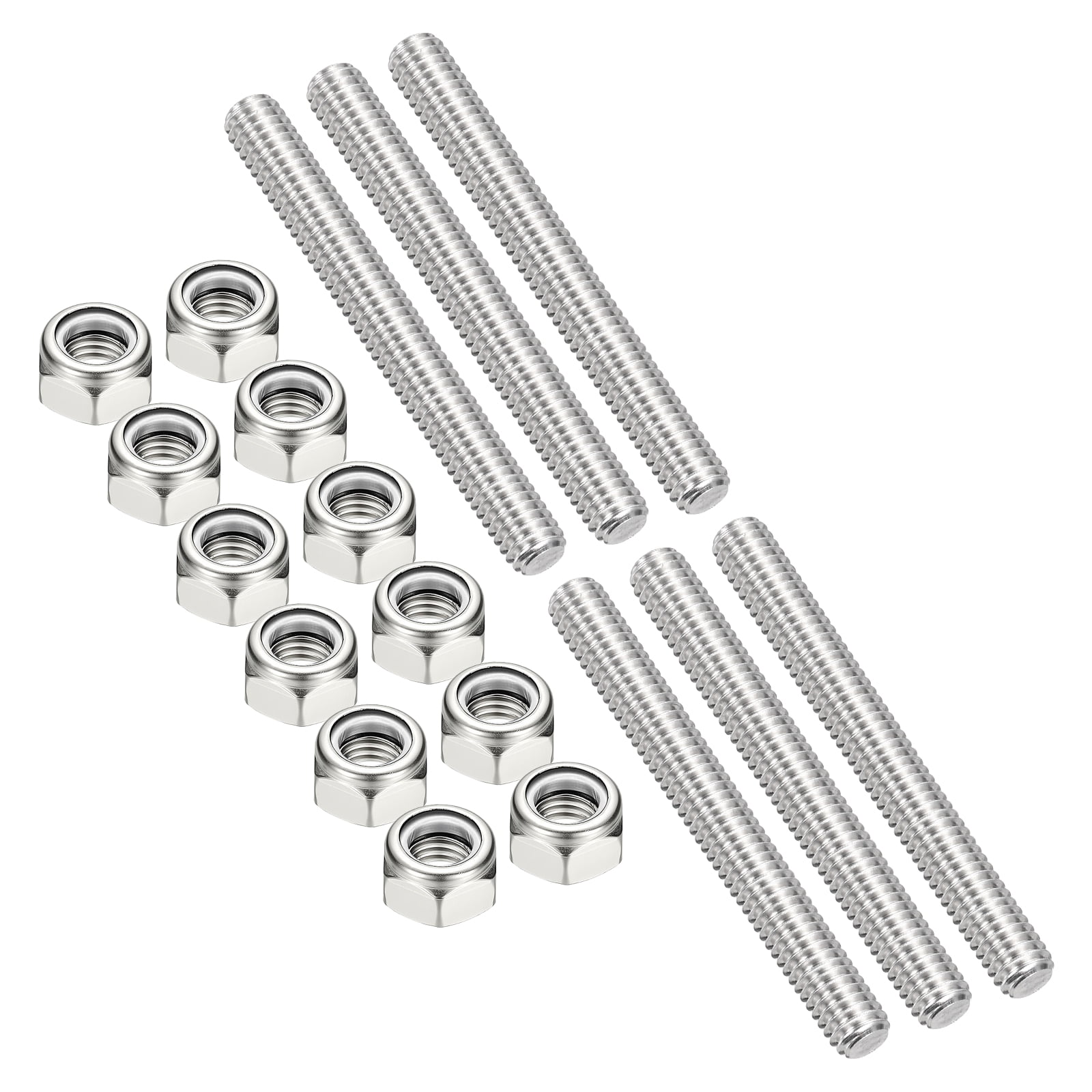 Uxcell 6Pcs 5/16"-18x60mm Threaded Rods with Hex Nuts, 304 Stainless ...