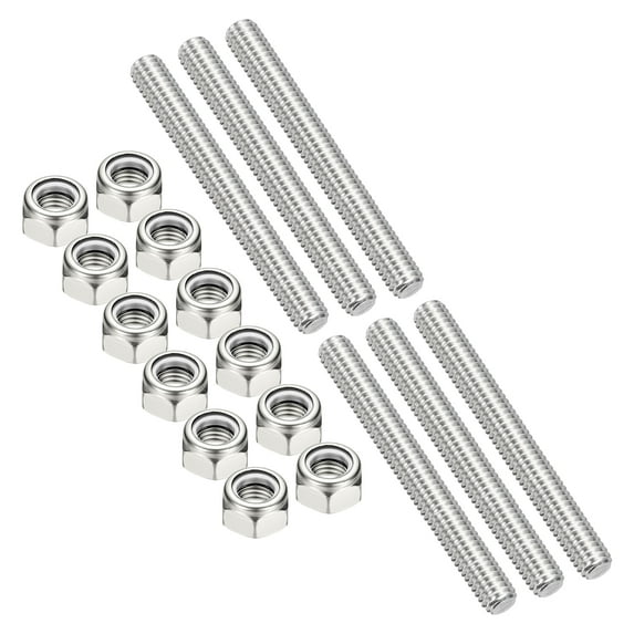Uxcell 6Pcs 5/16"-18x60mm Threaded Rods with Hex Nuts, 304 Stainless ...