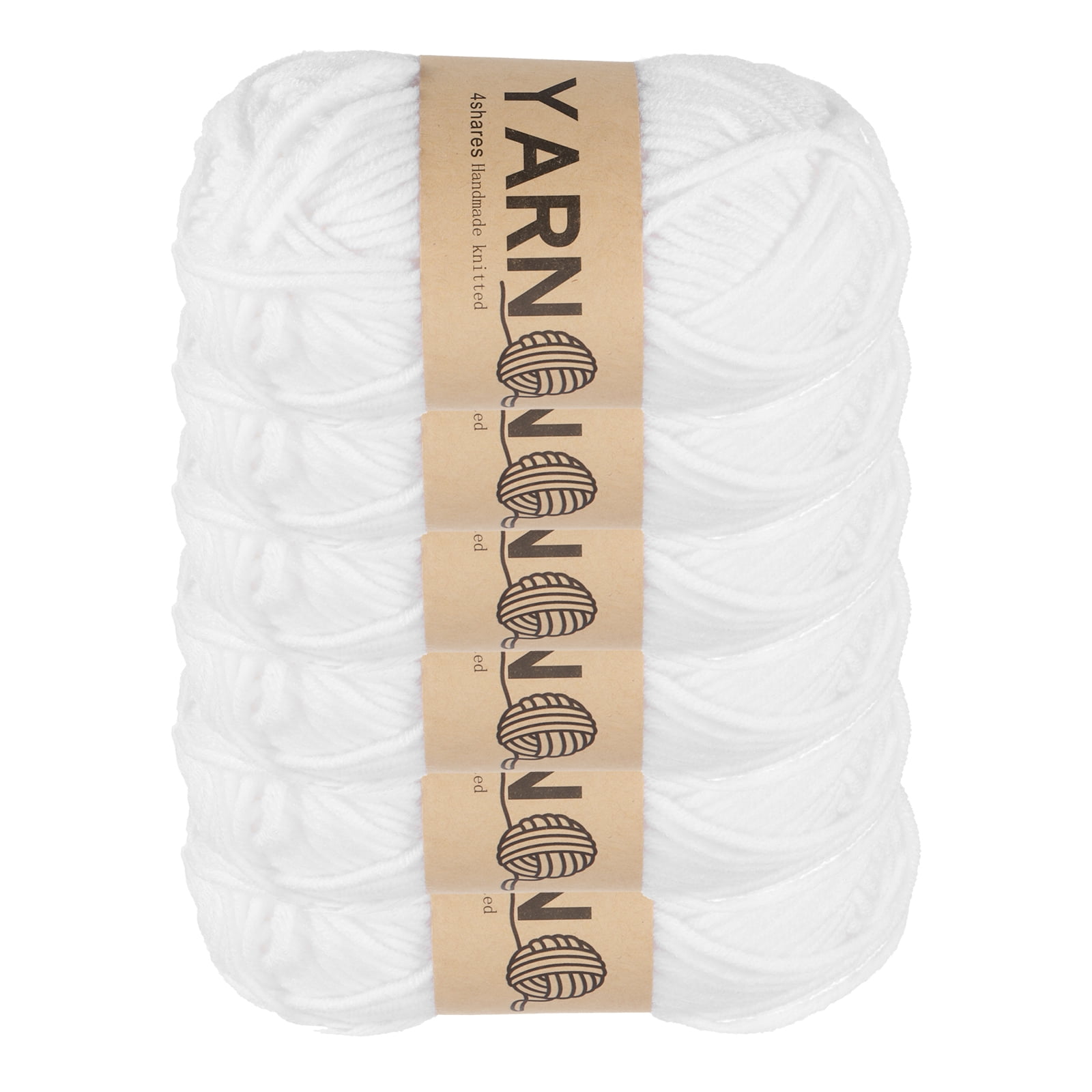 Uxcell 6Pcs Crocheting Yarn, 1.8mm White 5 Ply Acrylic Yarn 150 g Sport Weight Yarns Bulk Soft ...