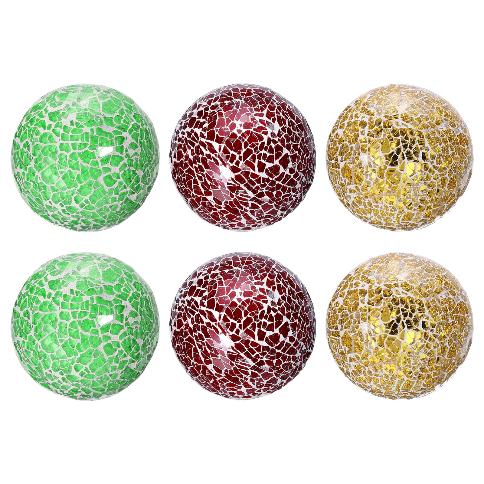 Uxcell 6Pcs Decorative Glass Balls 2.36 Inch Orbs Centerpiece Balls Mosaic Glass Balls, Gold ...