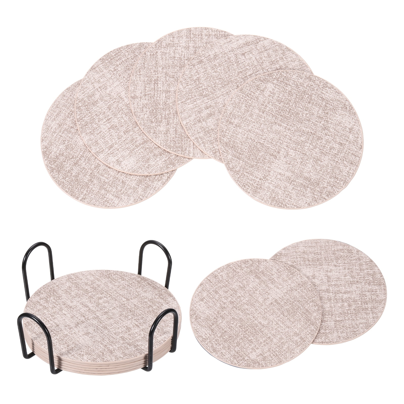 Uxcell 6Pcs Drink Coasters with Holder, 4"x4" Dual Sided Round Coasters ...