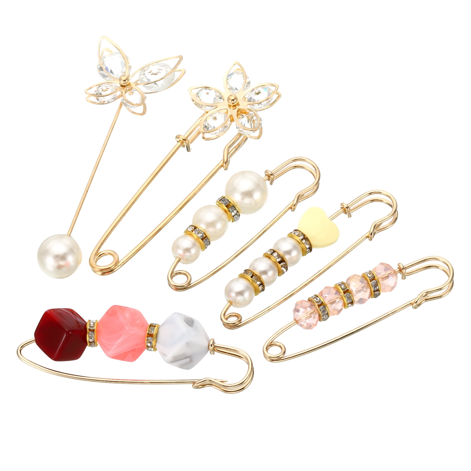 Uxcell 6Pcs Faux Pearl Sweater Brooch Pins for Women - Walmart Business ...