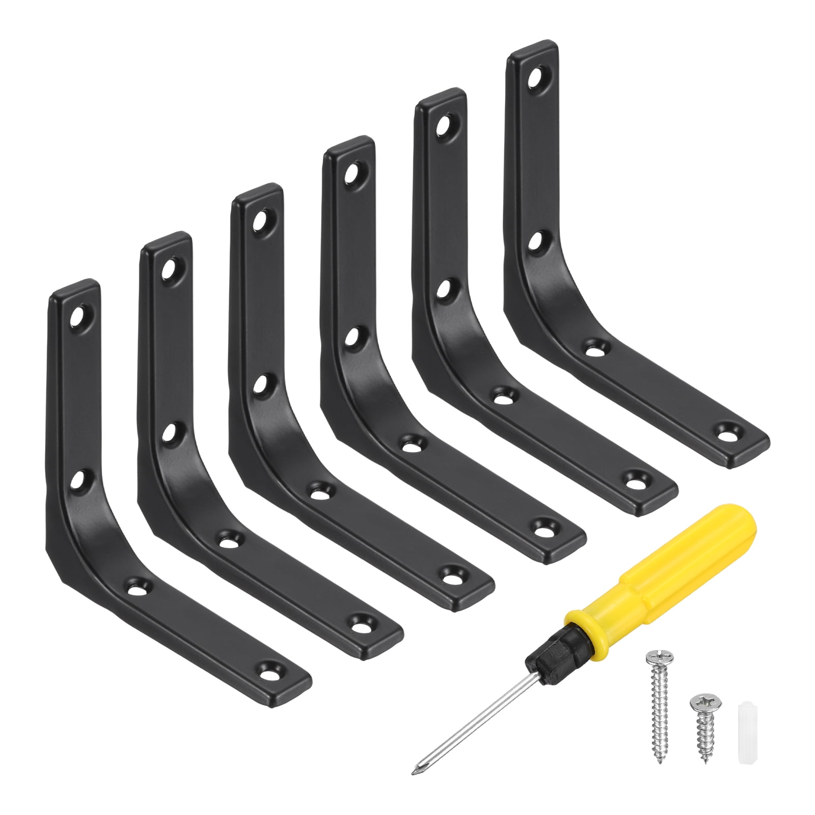 Uxcell 6Pcs Floating Shelf Brackets, 4 x 4 Inch L-Shape Wall Bracket ...