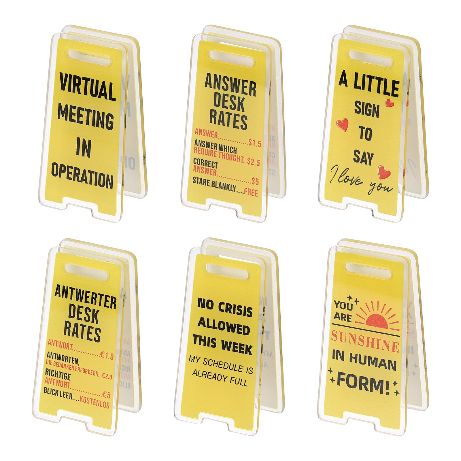 Uxcell 6Pcs Funny Note Holder Clips, Acrylic Humorous Desk Sign Sticky ...