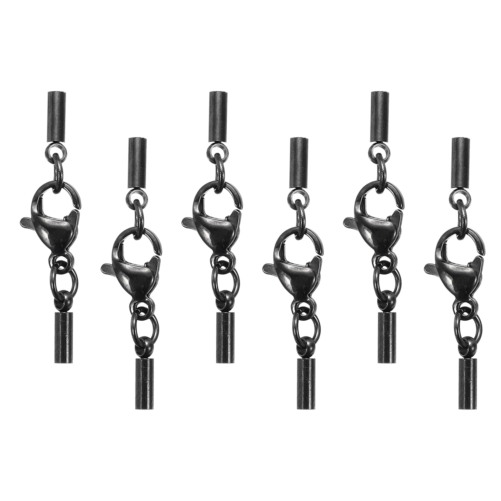 Uxcell 6Pcs Lobster Claw Clasp with Cord End Caps, 1.2mm ID Stainless ...