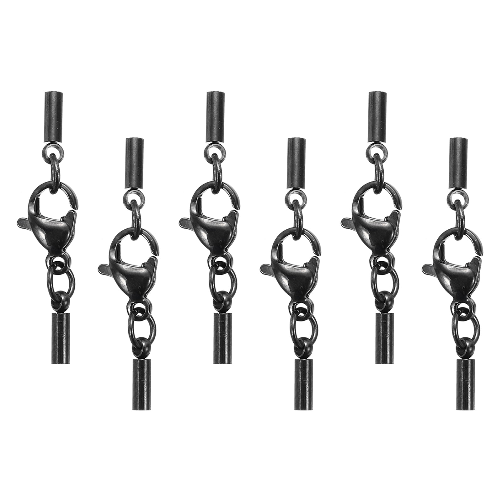 Uxcell 6Pcs Lobster Claw Clasp with Cord End Caps, 1.5mm ID Stainless ...