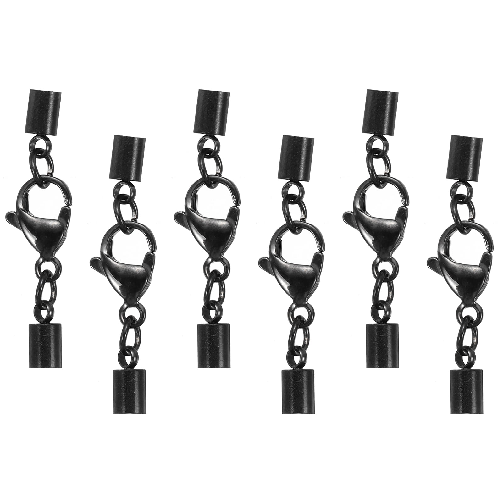 Uxcell 6Pcs Lobster Claw Clasp with Cord End Caps, 3mm ID Stainless ...