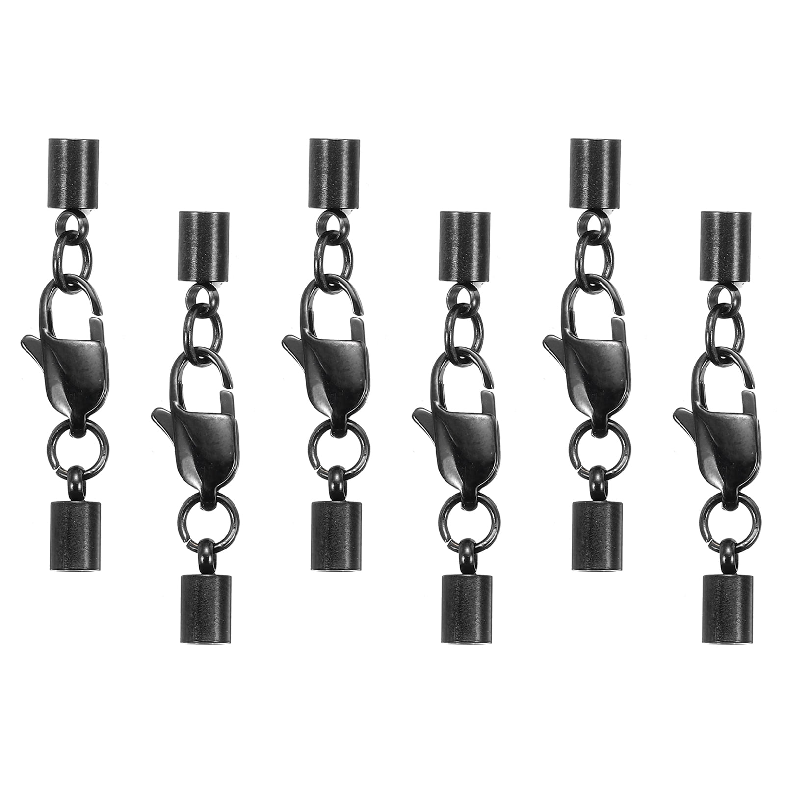 Uxcell 6Pcs Lobster Claw Clasp with Cord End Caps, 3mm ID Stainless ...