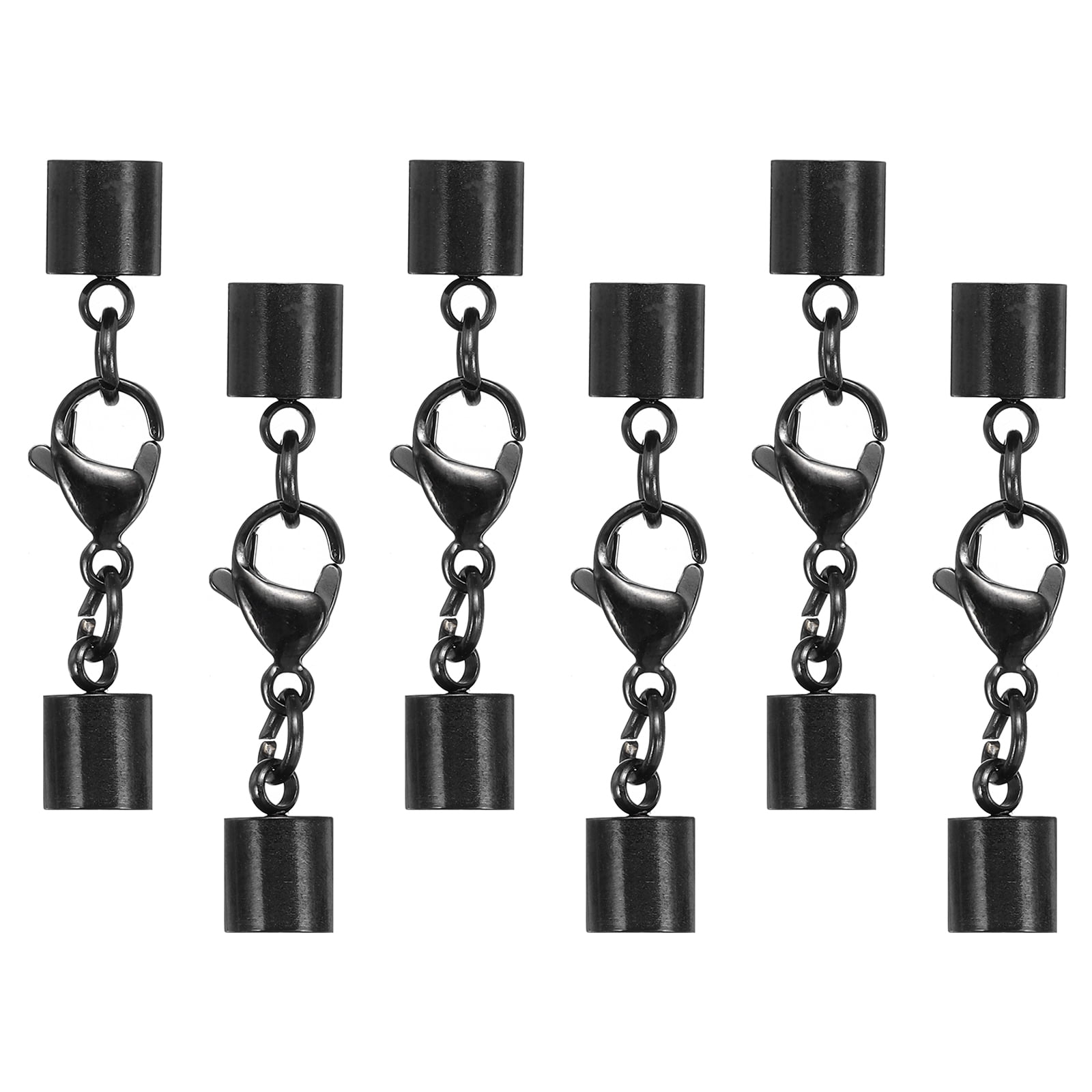 Uxcell 6Pcs Lobster Claw Clasp with Cord End Caps, 6mm ID Stainless ...