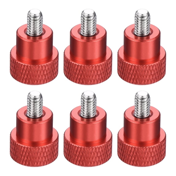 Uxcell 6Pcs M4x6mm Knurled Thumb Screw, Aluminum Alloy Flat Head Fully ...