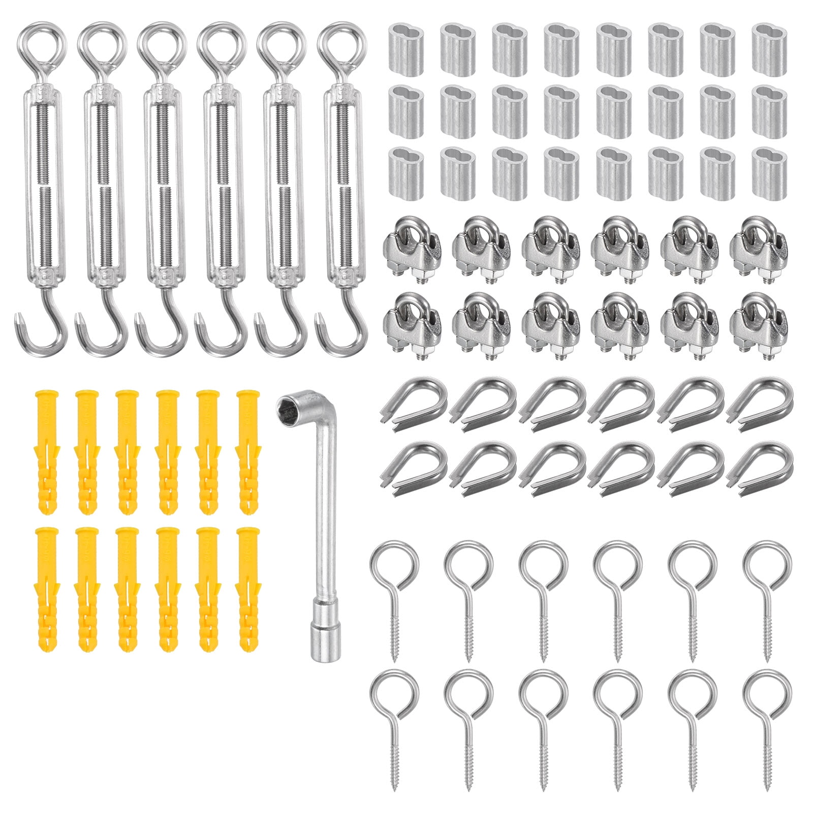 Uxcell 6Pcs M5 Turnbuckle Hook and Eye M3 Wire Rope Cable Clips M3 ...