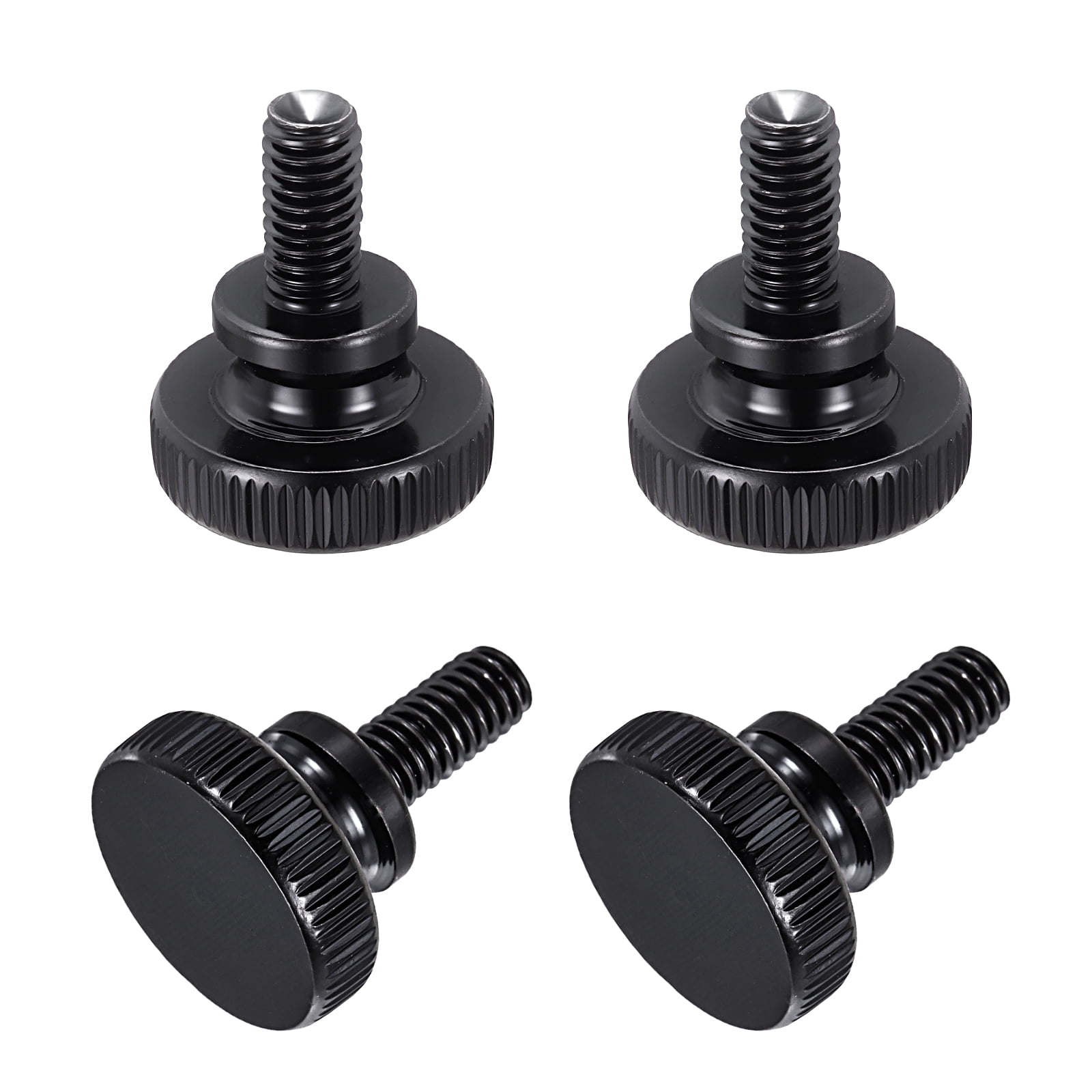 Uxcell 6Pcs M6x14mm Knurled Thumb Screws, Carbon Steel Zinc Plated Flat ...
